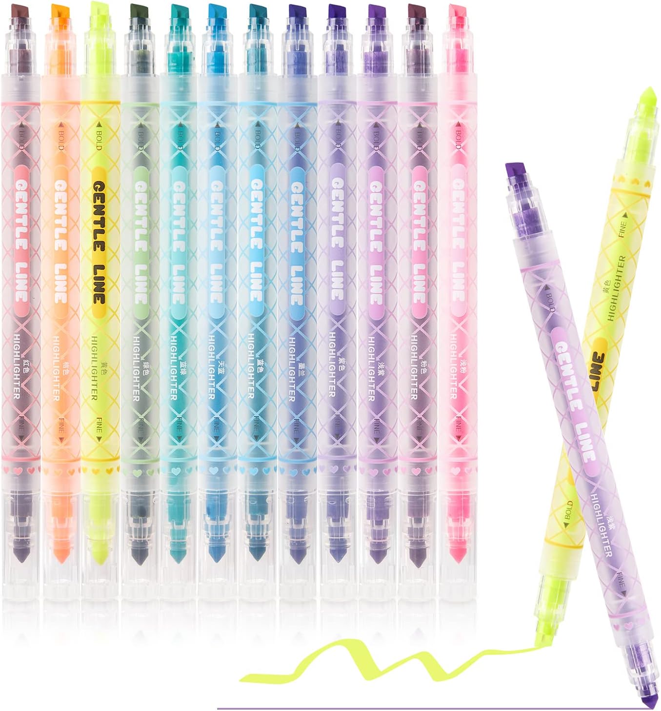 EooUooIP Textmarker Pastell, 24 Farben Textmarker Set mit dünnem und ...