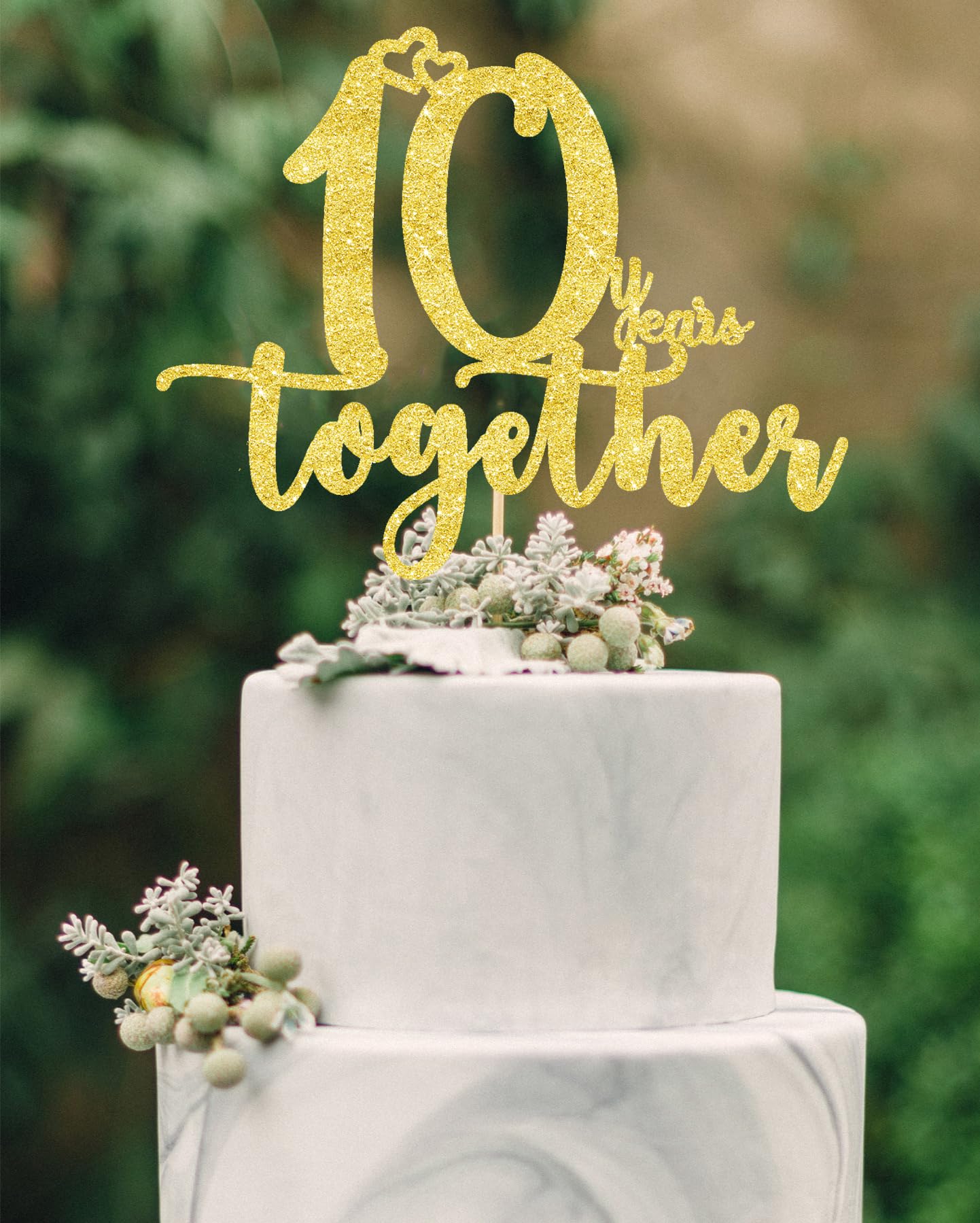 Snapklik.com : Veegood 10 Years Together Golden Cake Topper, Happy 10th ...