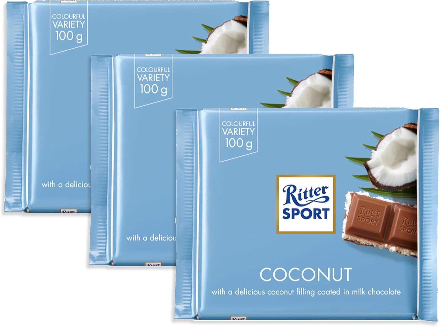 Ritter Sport Kokos / Coconut (3 Bars Each 100g) - Fresh from Germany ...