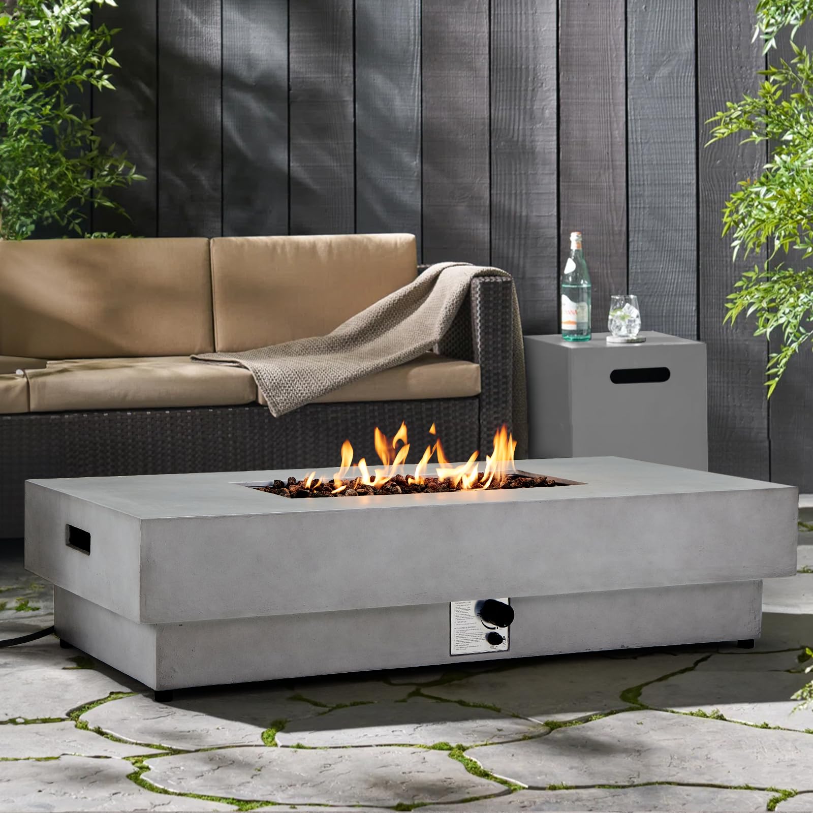 Amazon.com: ReeQuo 60'' Propane Outdoor Fire Pit Table w/Propane Tank ...