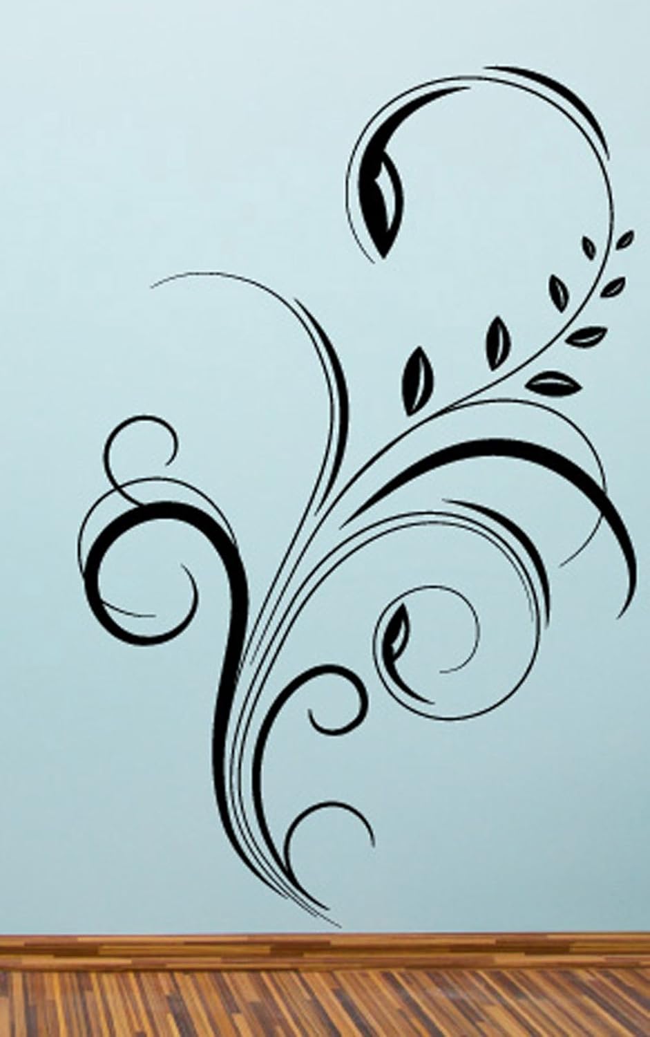 Amazon.com: Floral Swirl Wall Decals Stickers ID030, Black, 60 Inches ...