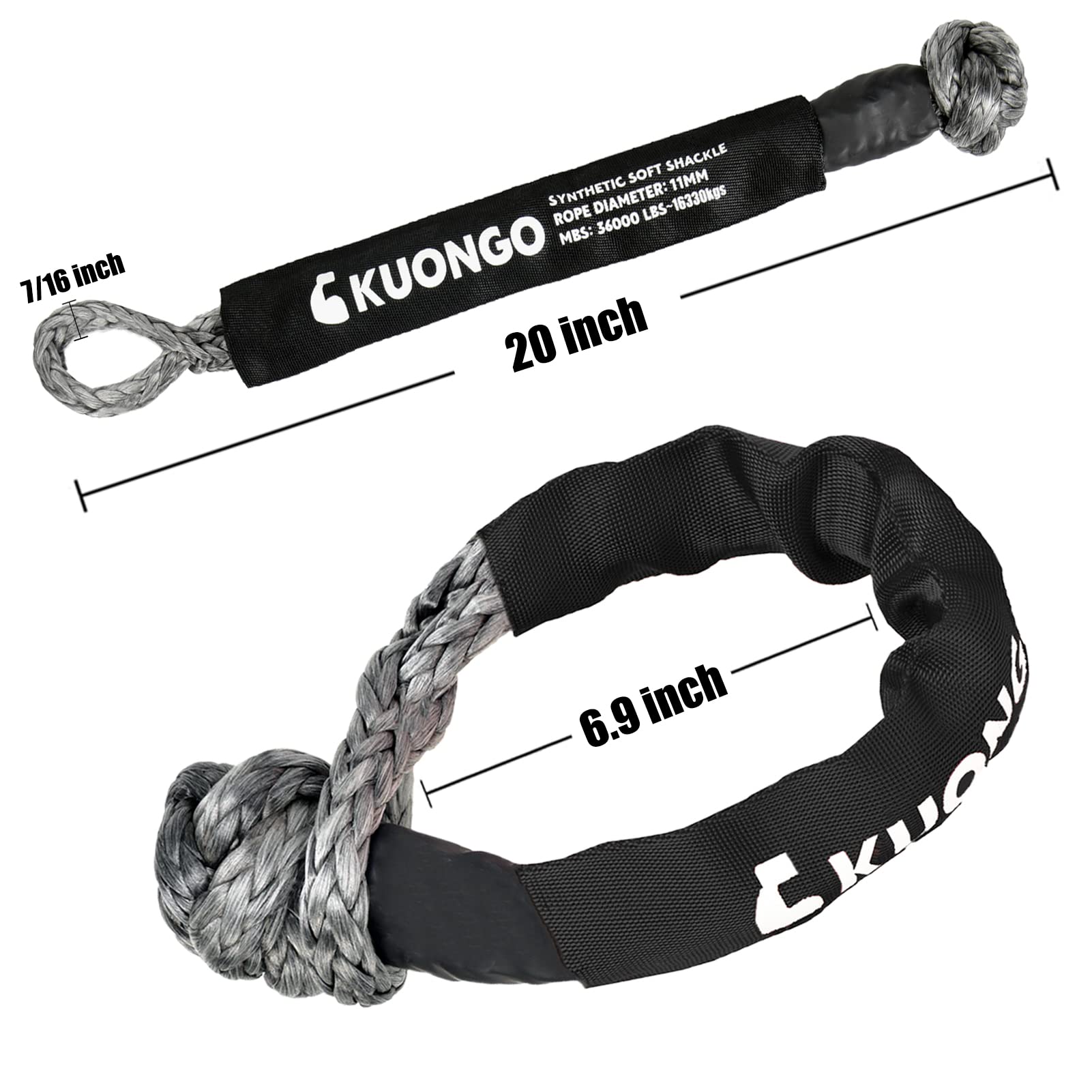 Soft Shackle Recovery Ring Set - 7/16x20 UHMWPE Shackle & Aluminum ...