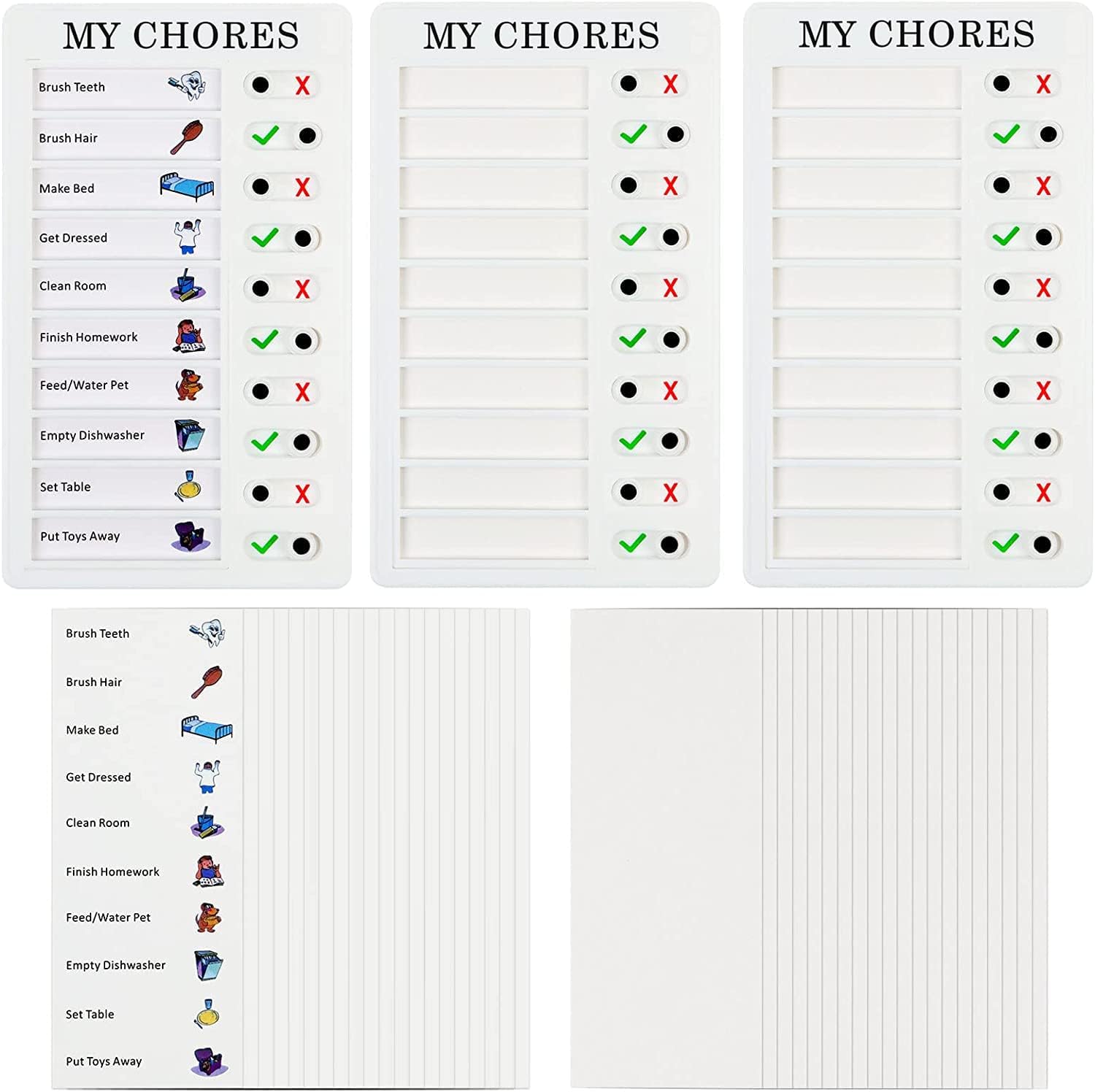 Amazon.com : 3 Pieces Checklist Boards, Chore Checklist Slider ...