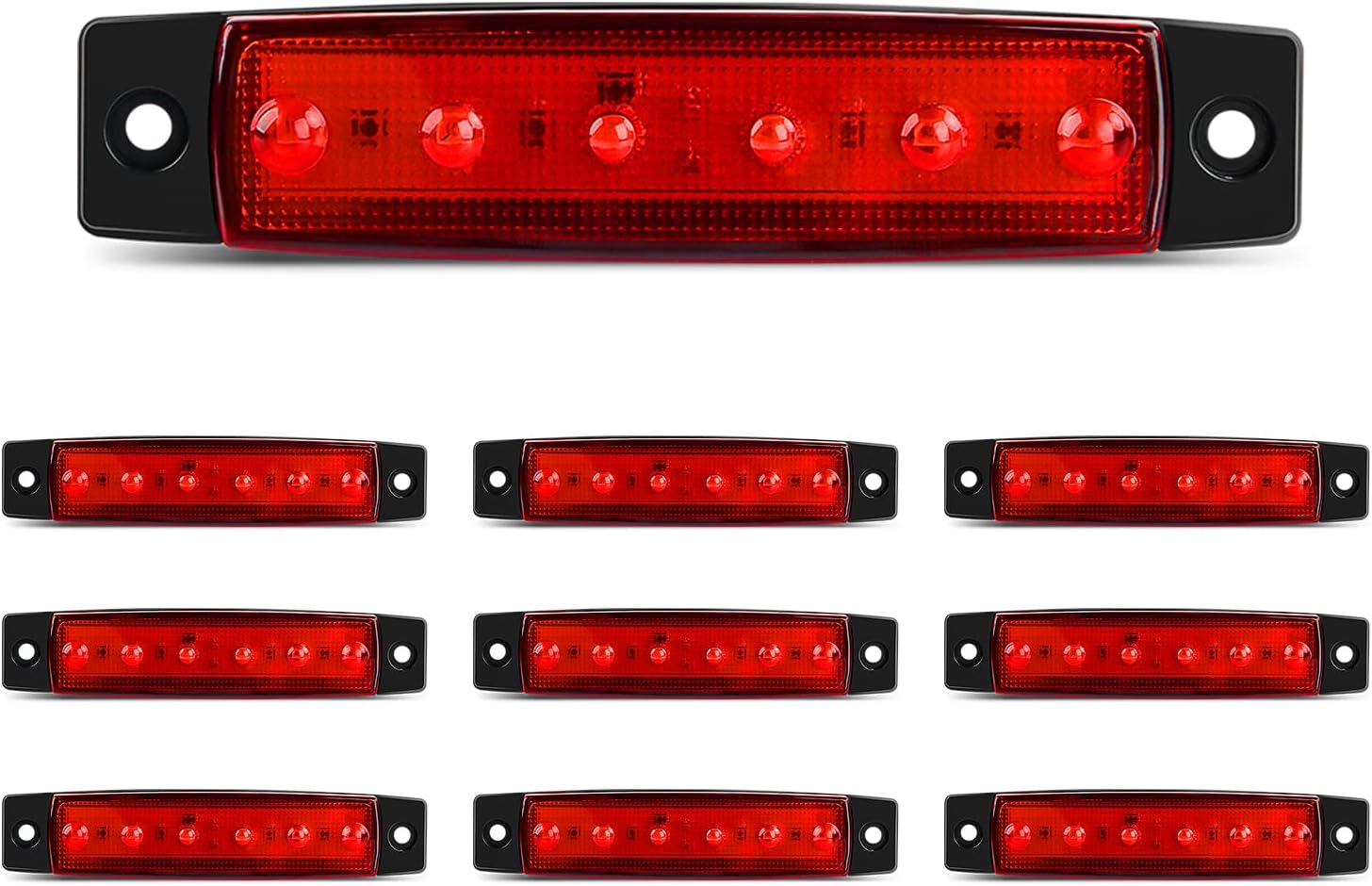 Nilight Lot de 10 feux de position latéraux rouges de 9,5 cm à 6 LED ...