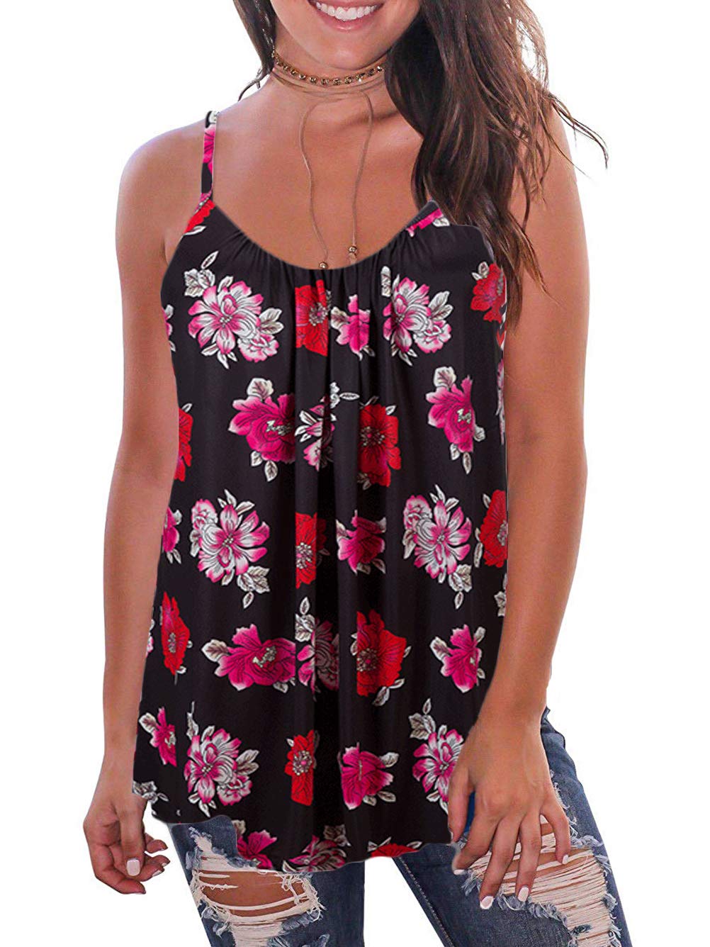 1 x Brand New Kaei Shi Print Long,Flowy Tank Top for Women,Loose Cami ...