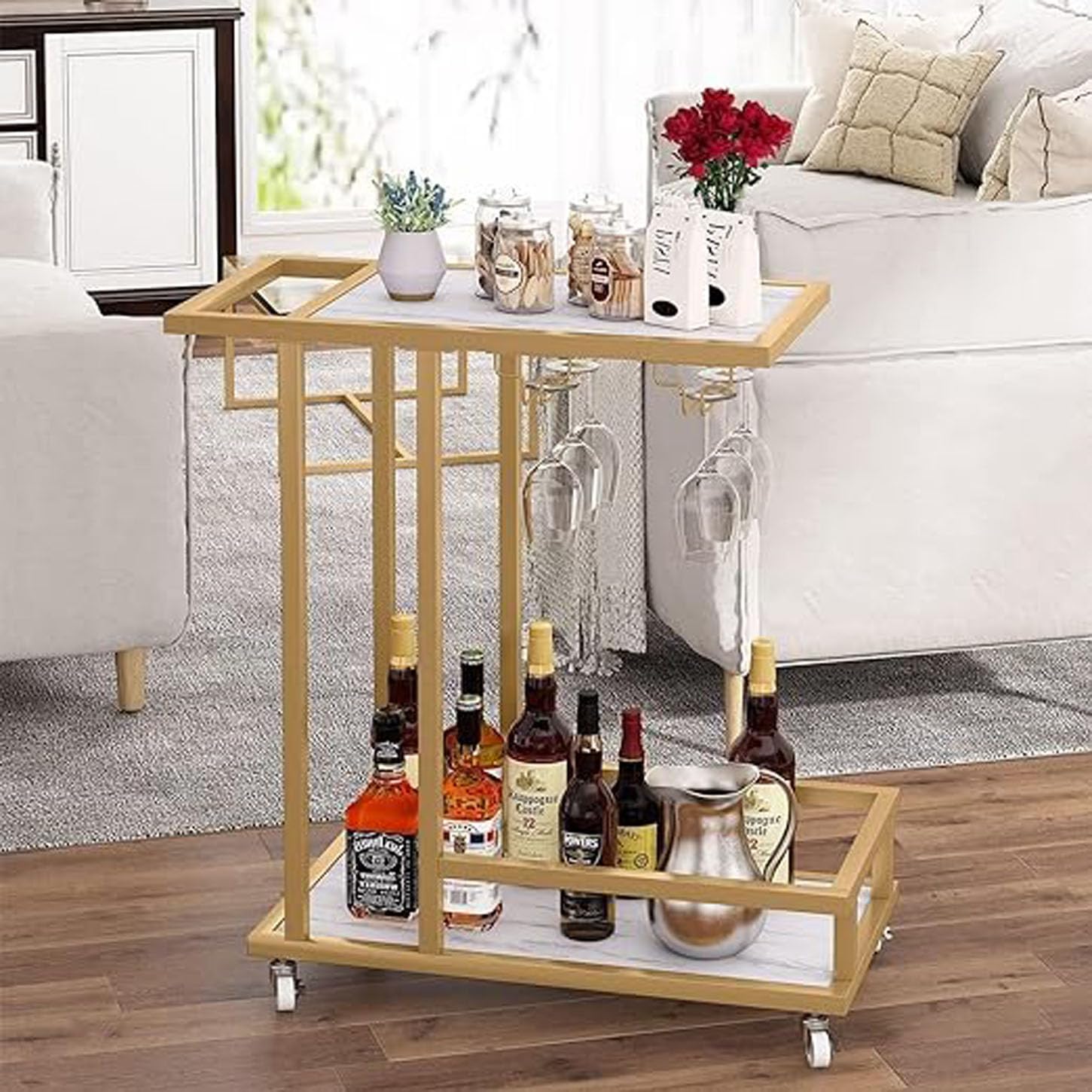 SenceWin Décor Stylish Compact Wine Serving Bar Cart: A Transportable ...