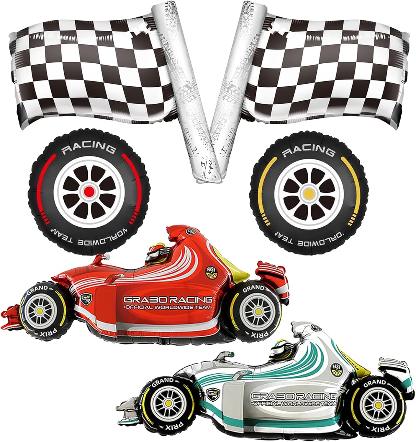 Amazon.com: Checkered Flag Balloon Race Car Balloon Black and White ...