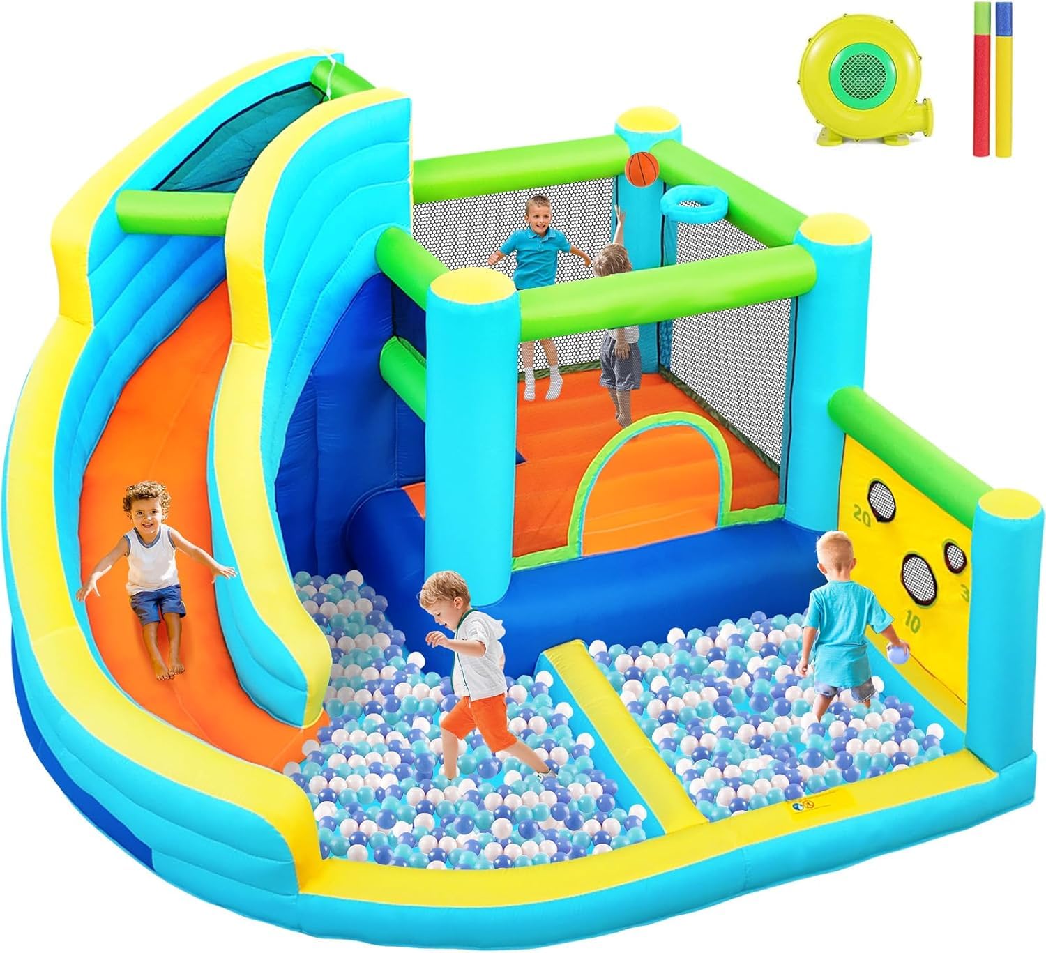 FBSPORT Inflatable Bounce House, Air Bounce House with Water Slides ...