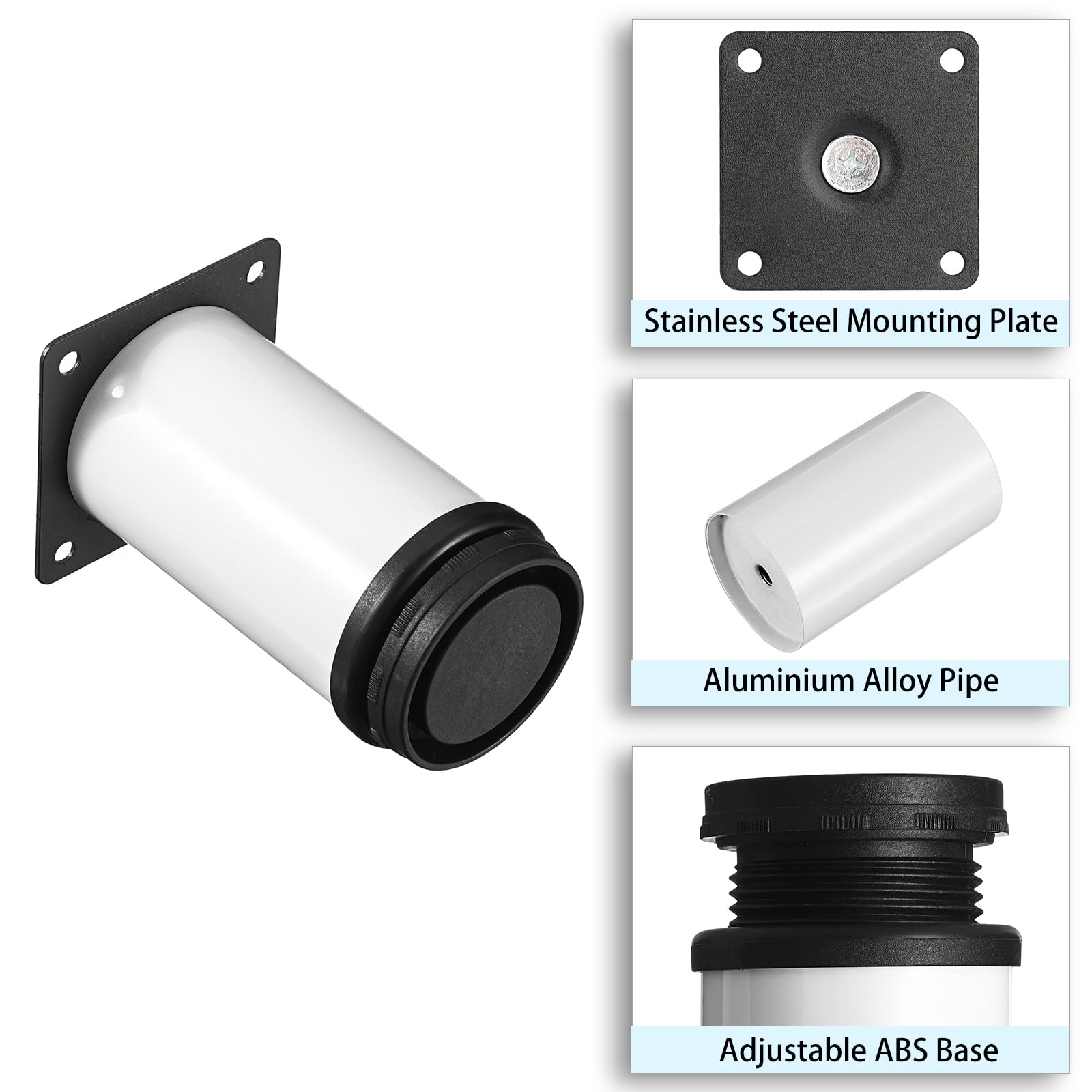 Snapklik.com : OwnMy 4PCS 4 Inch Stainless Steel Furniture Legs Furniture Feet Risers Small ...