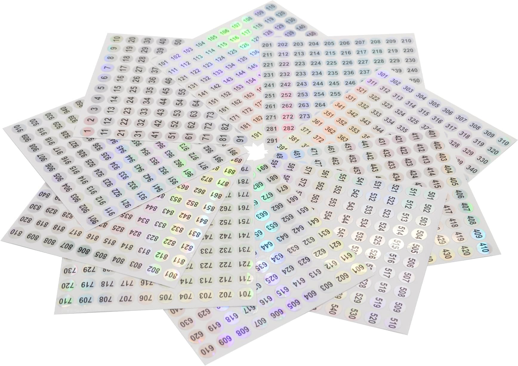 Amazon.com : SaktopDeco 15 Sheets Mini Number Stickers 1 to 500 Round ...