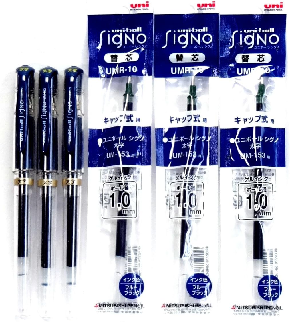 Amazon.com: Uni-Ball Signo Broad Point Gel Impact Pen Blue Black Ink ...