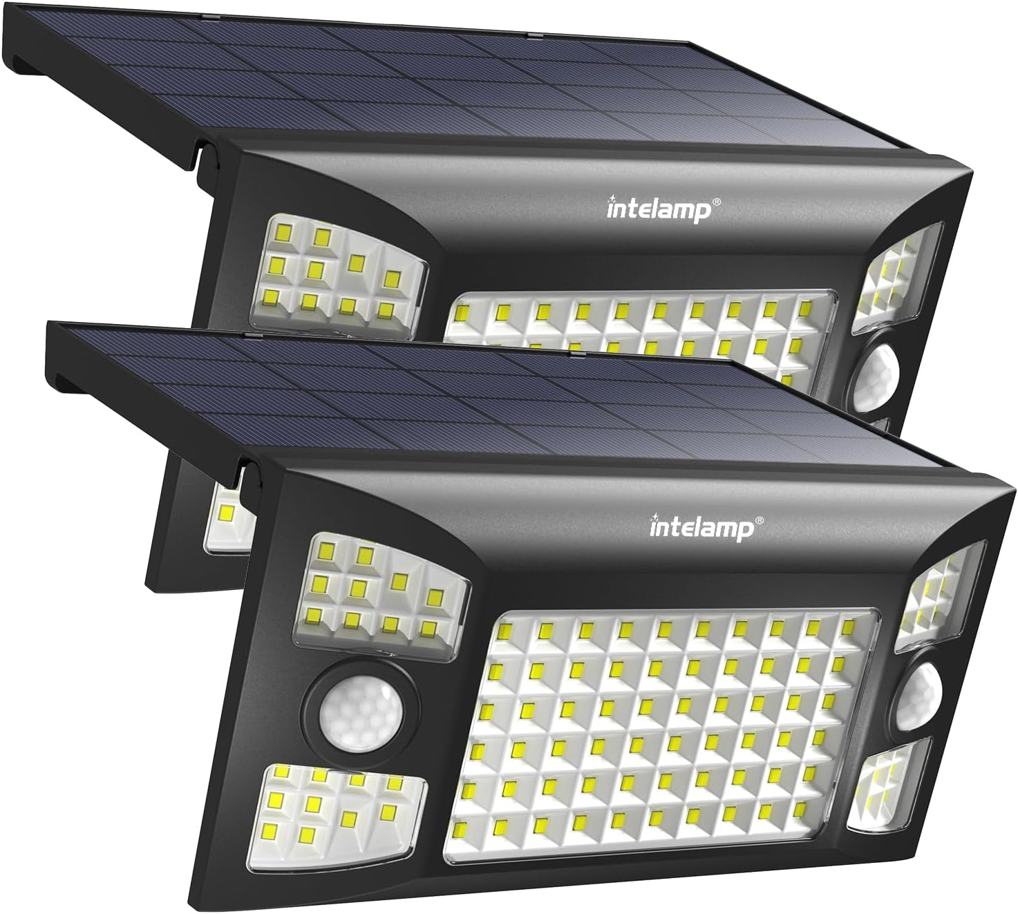 intelamp 2 Pack 4000mAh Solar Lights Outdoor Waterproof, 1300LM Solar Flood Lights Outdoor ...