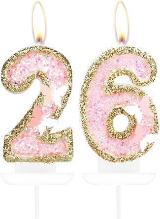 Amazon.com: iNINGER Birthday Candle,Butterfly 26th Birthday Party ...