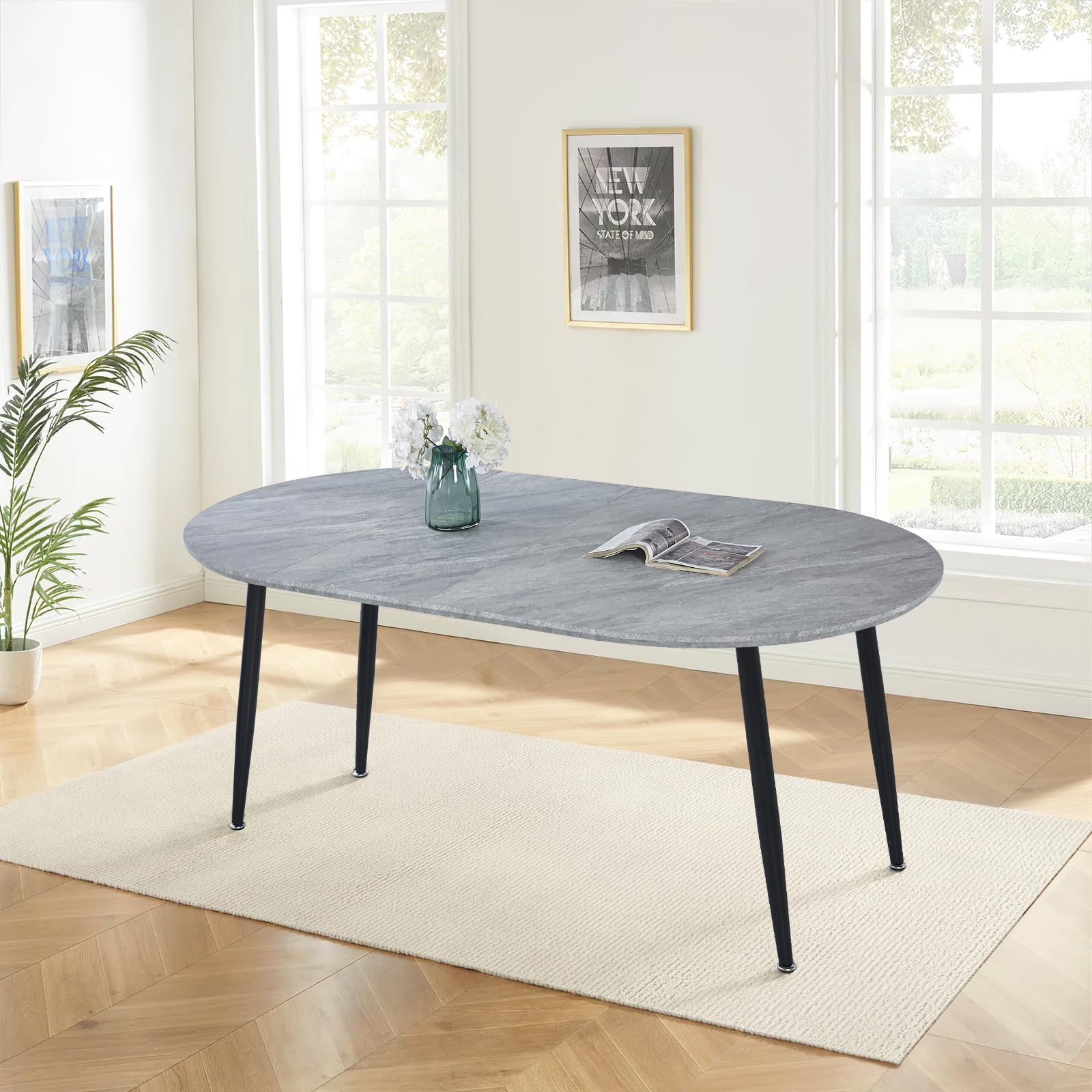 Amazon.com - Lecut Oval Extendable Dining Room Table for 4-8 People ...