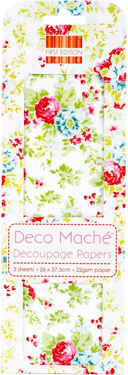 First Edition Deco Mache Decopage Papers - Blue Flowers (3 Sheets, FSC ...
