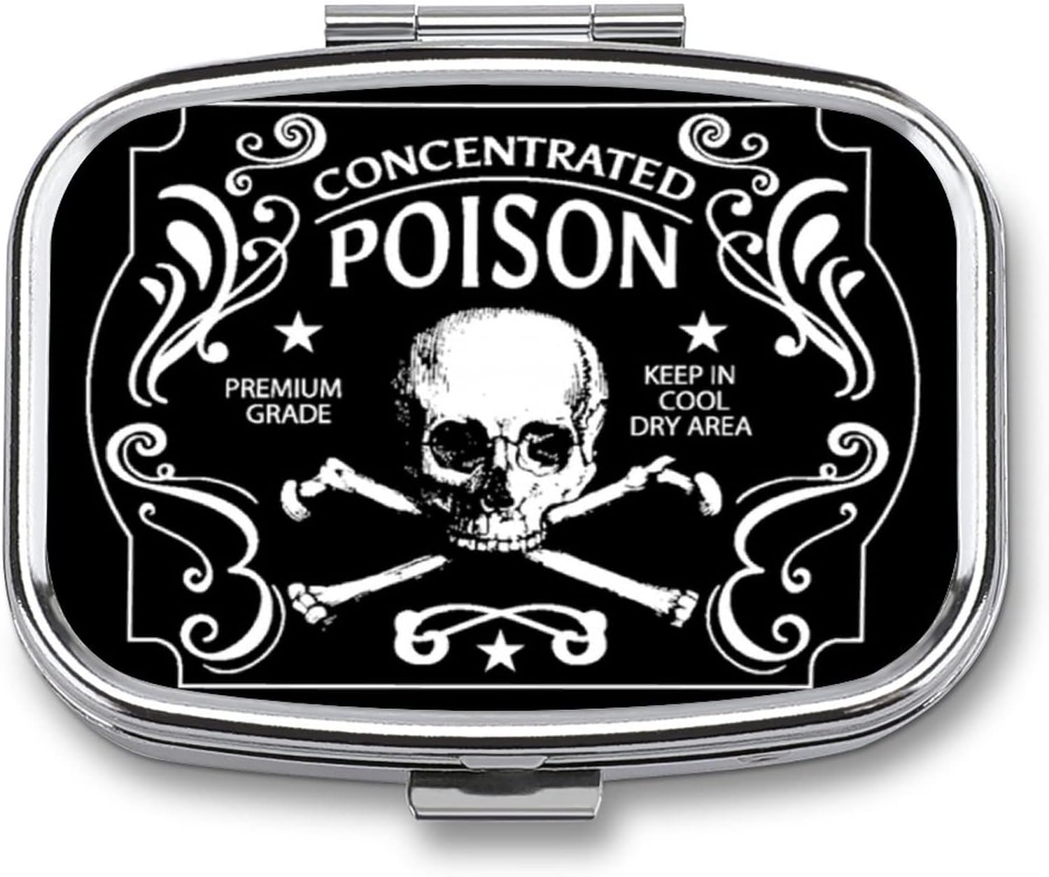 Amazon.com: HOMETRIP Metal 2 Compartment Pill Organizer Travel Friendly ...