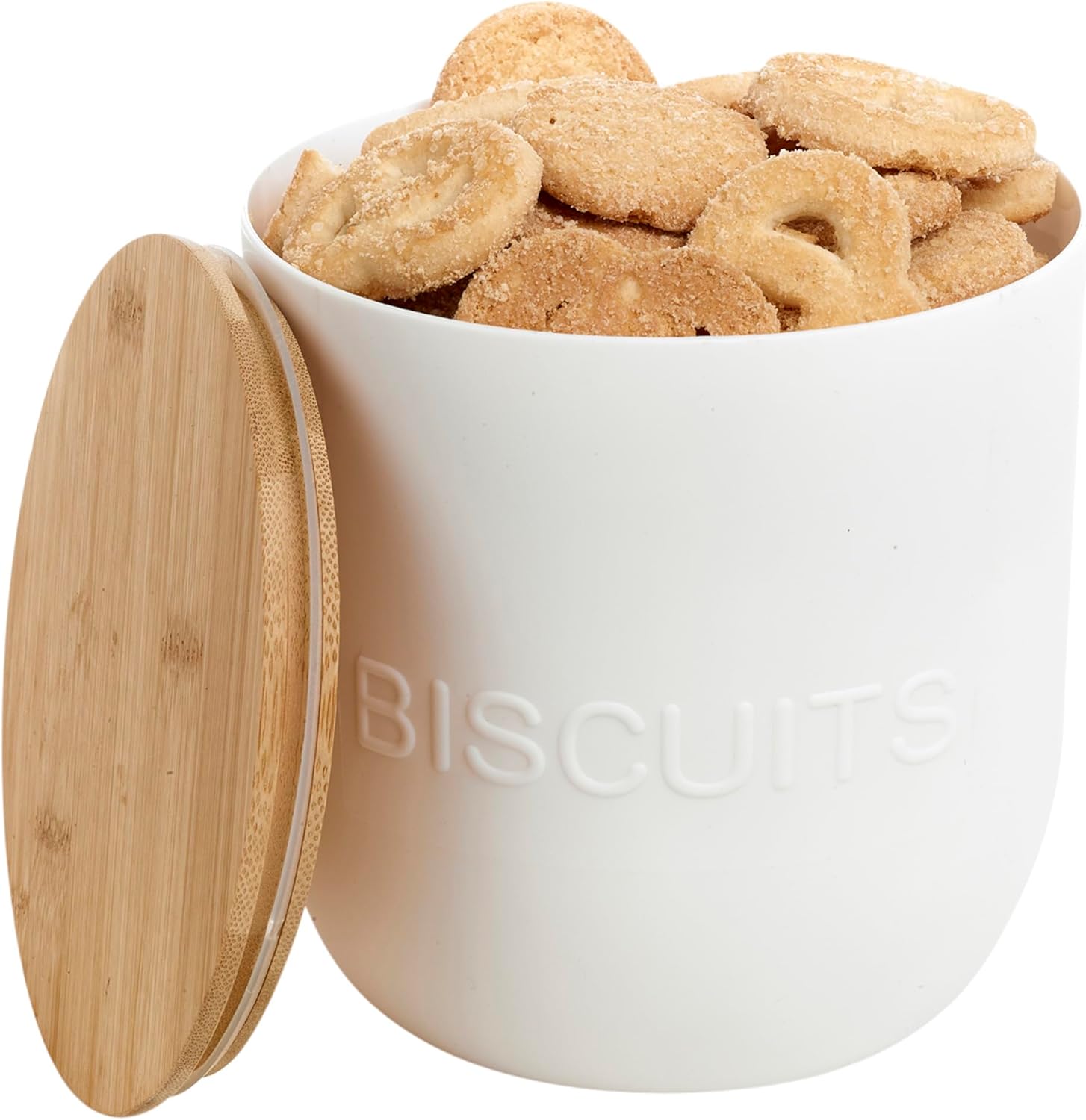 URBNLIVING Large White Round Biscuit Jar, Cookie Snacks Serving ...