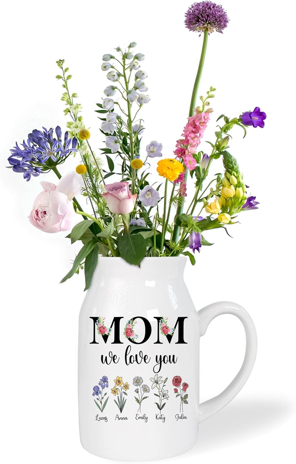 Amazon.com: Custom Mom Flower Vase, Personalized Kids Birth Month ...