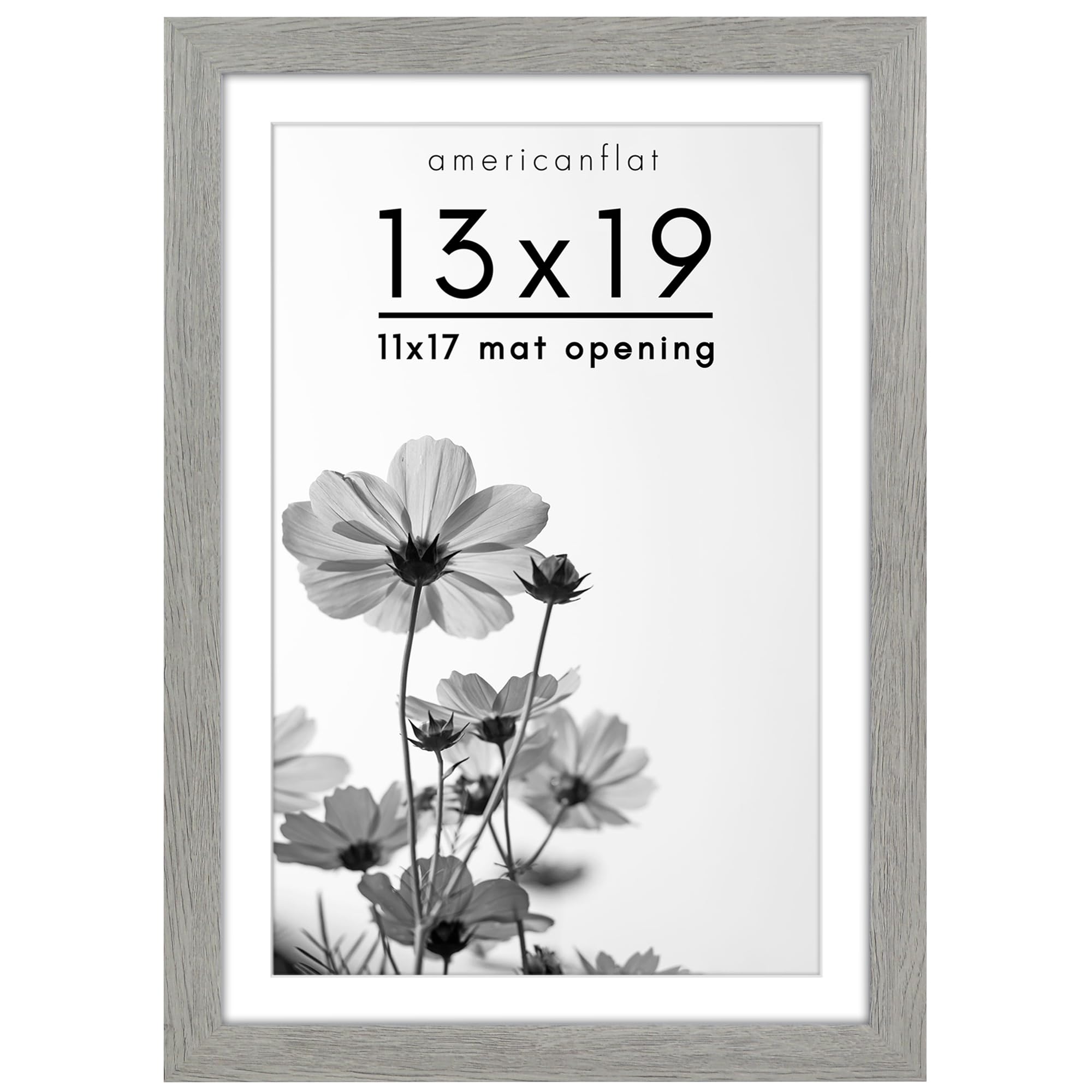 Americanflat 13x19 Picture Frame in Grey Wood - Use as 11x17 Picture ...