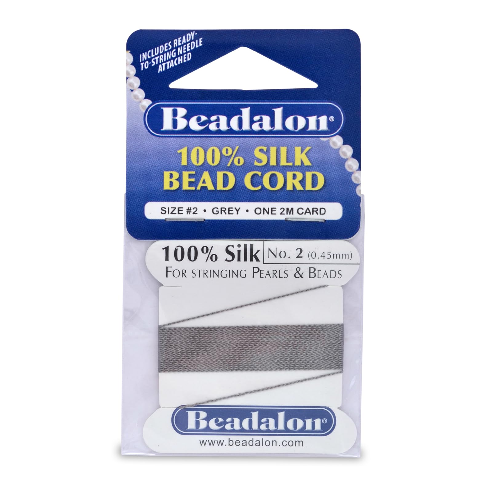 Snapklik.com : Beadalon Silk Thread, Size #2, .45 Mm / .018 In, Grey