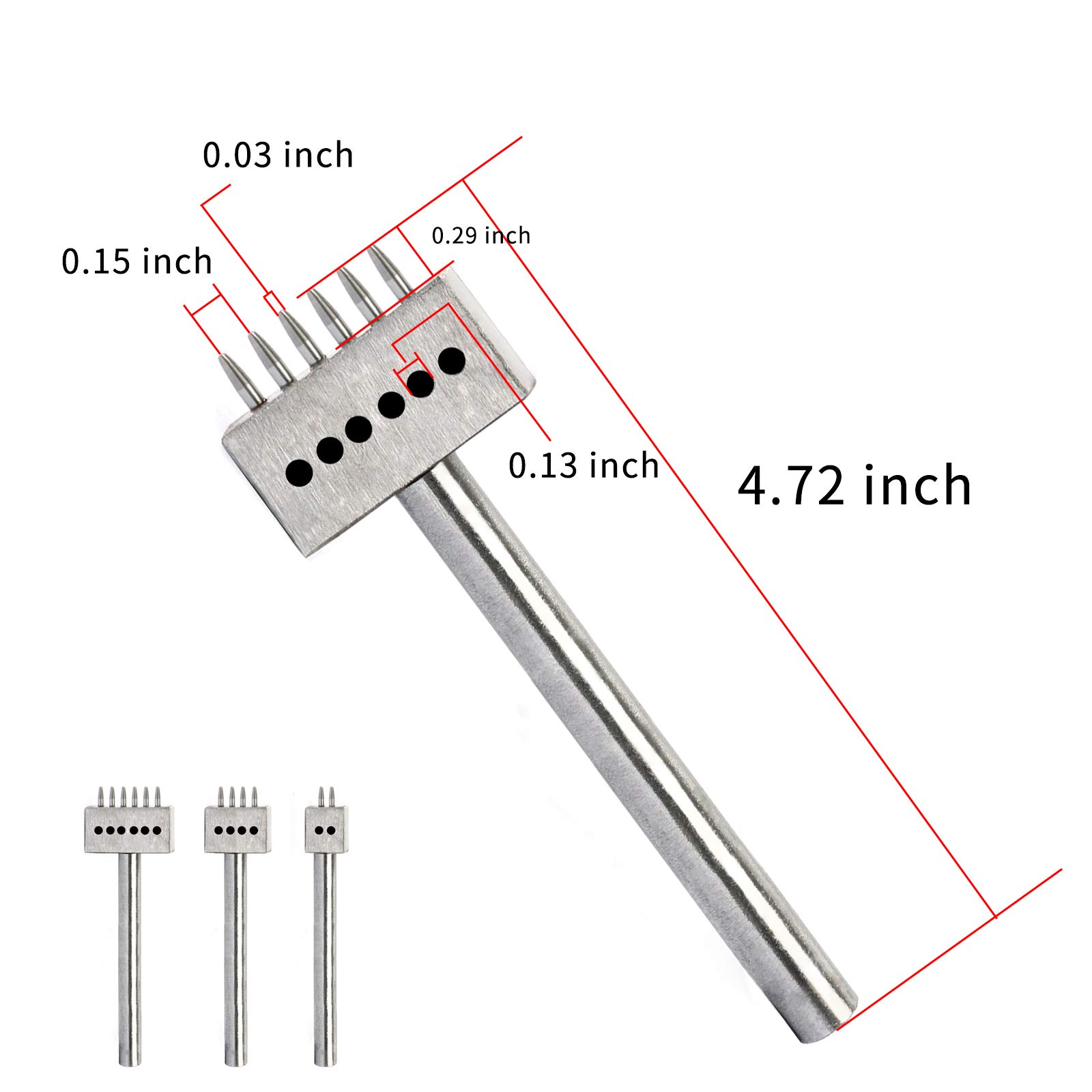 Snapklik.com : 3pcs Leather Hole Punch Set 4mm 2/4/6 Prong Row Hole ...