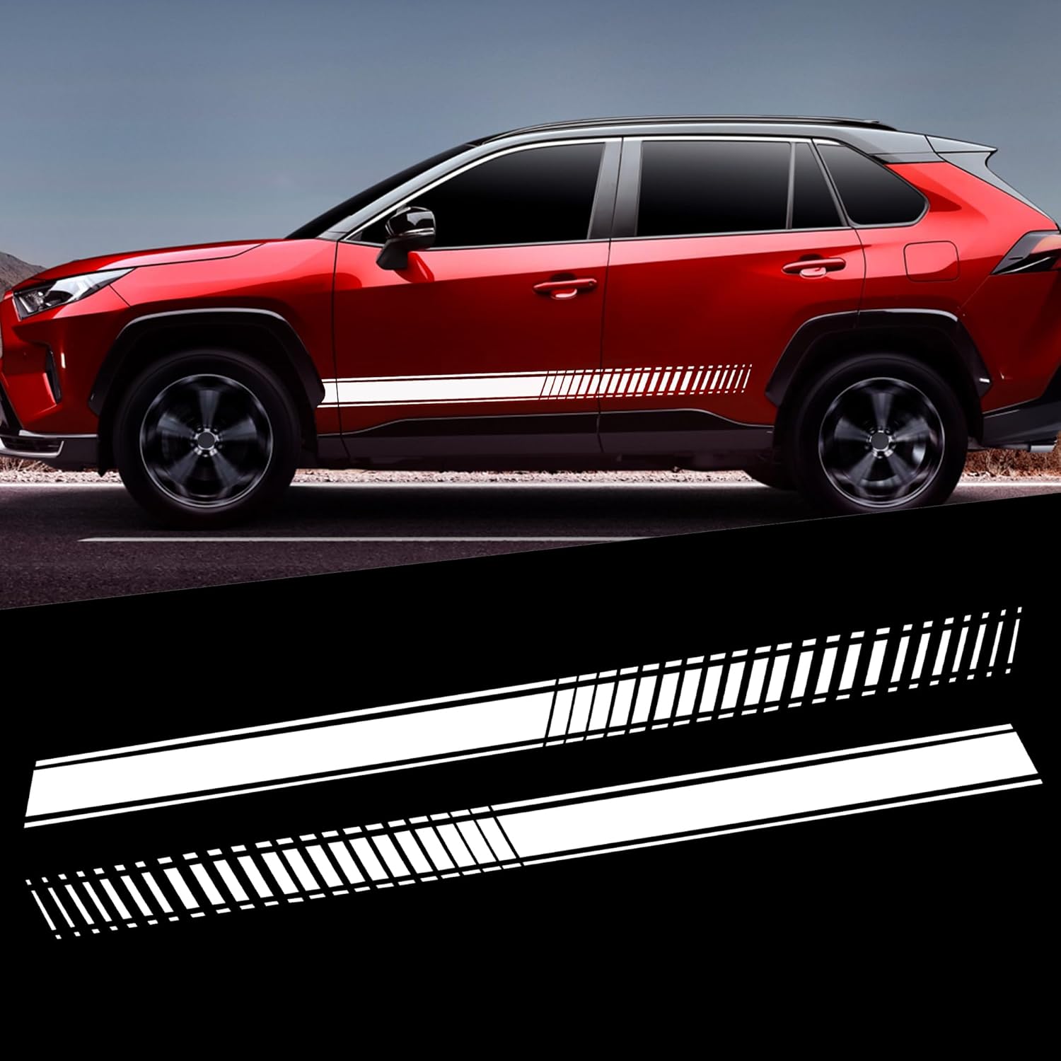 Amazon.com: TOMALL 1 Pair 68''x 4.3''Racing Side Stripe Stickers ...