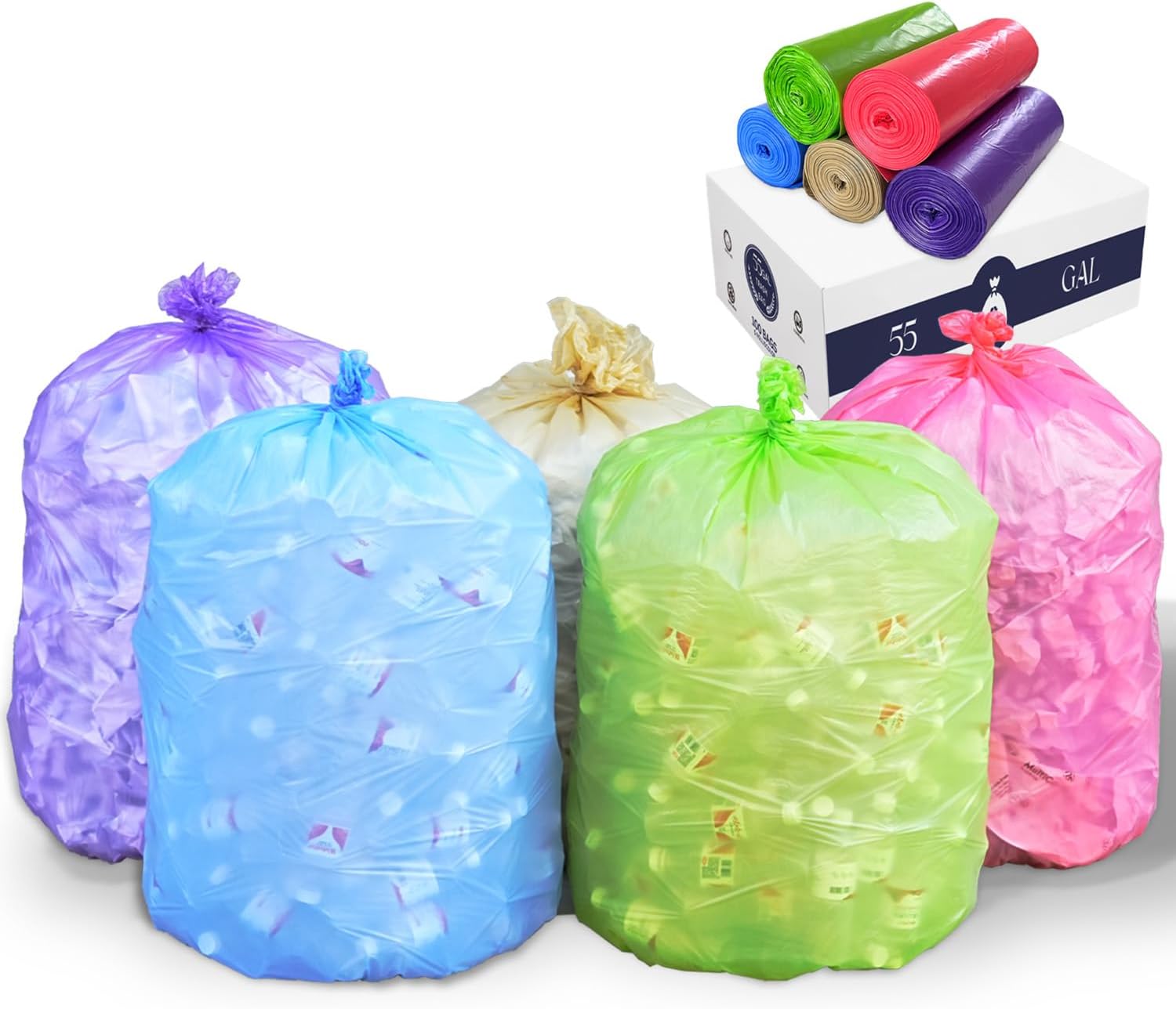 Amazon.com: YoYoRain-(55-60) Gallon Colorful Trash Bag Large Garbage ...