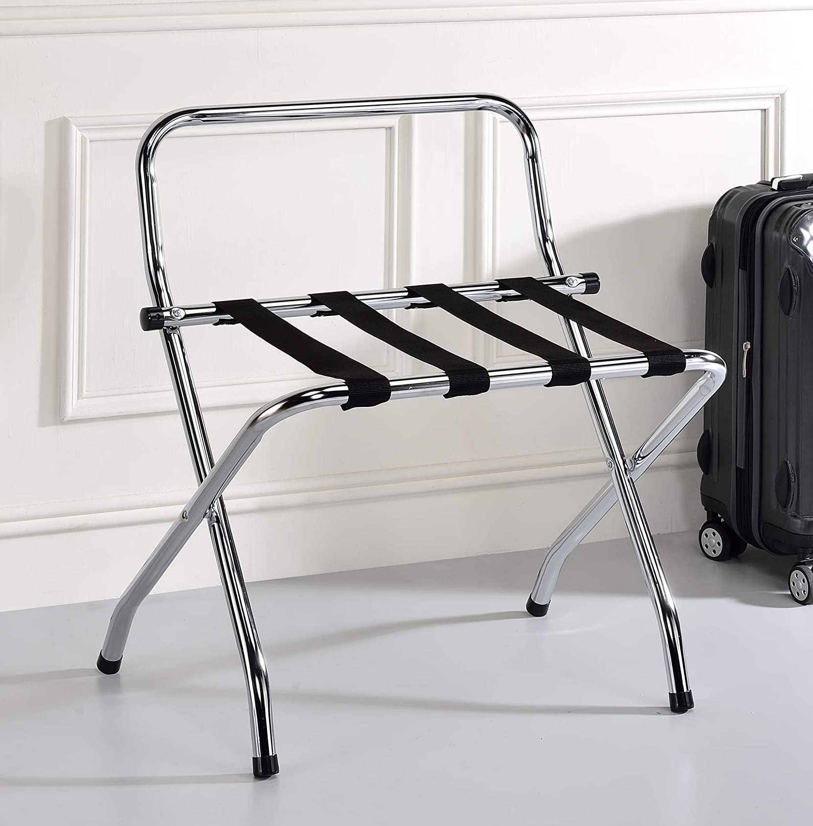 Amazon.com: Kings Brand Furniture - Chrome / Black Metal Foldable High ...