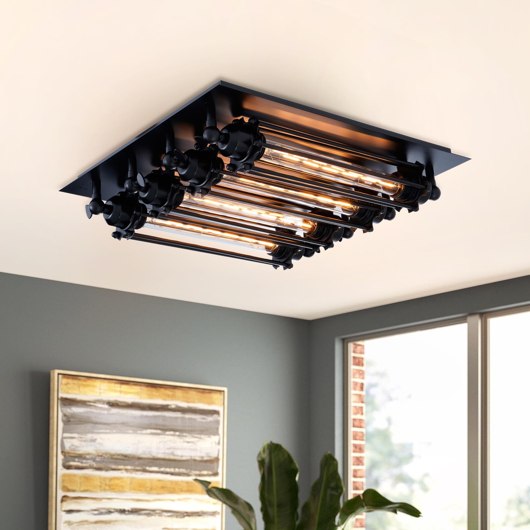 4-Light Industrial Steampunk Steel Ceiling Light, Fashionable ...