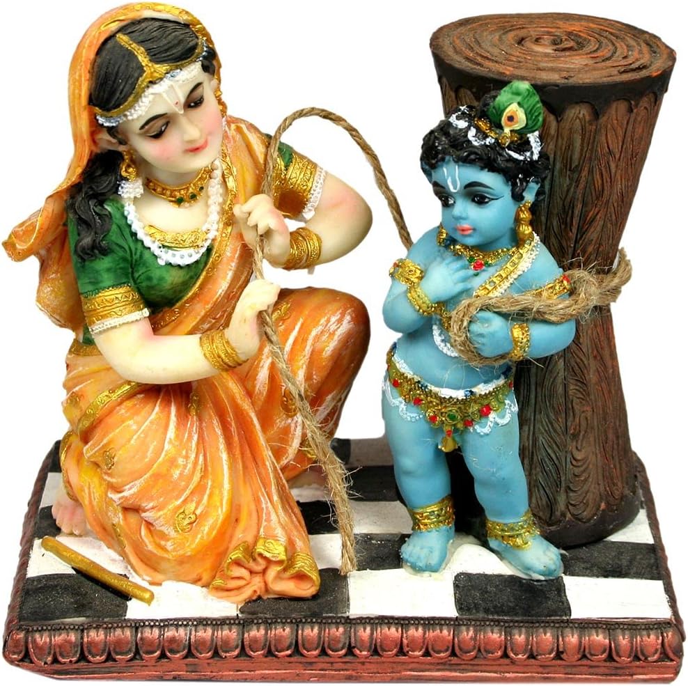 Amazon.com: Sweet Damodar Yashoda Krishna Statue 5" Hindu God Idol Golu ...