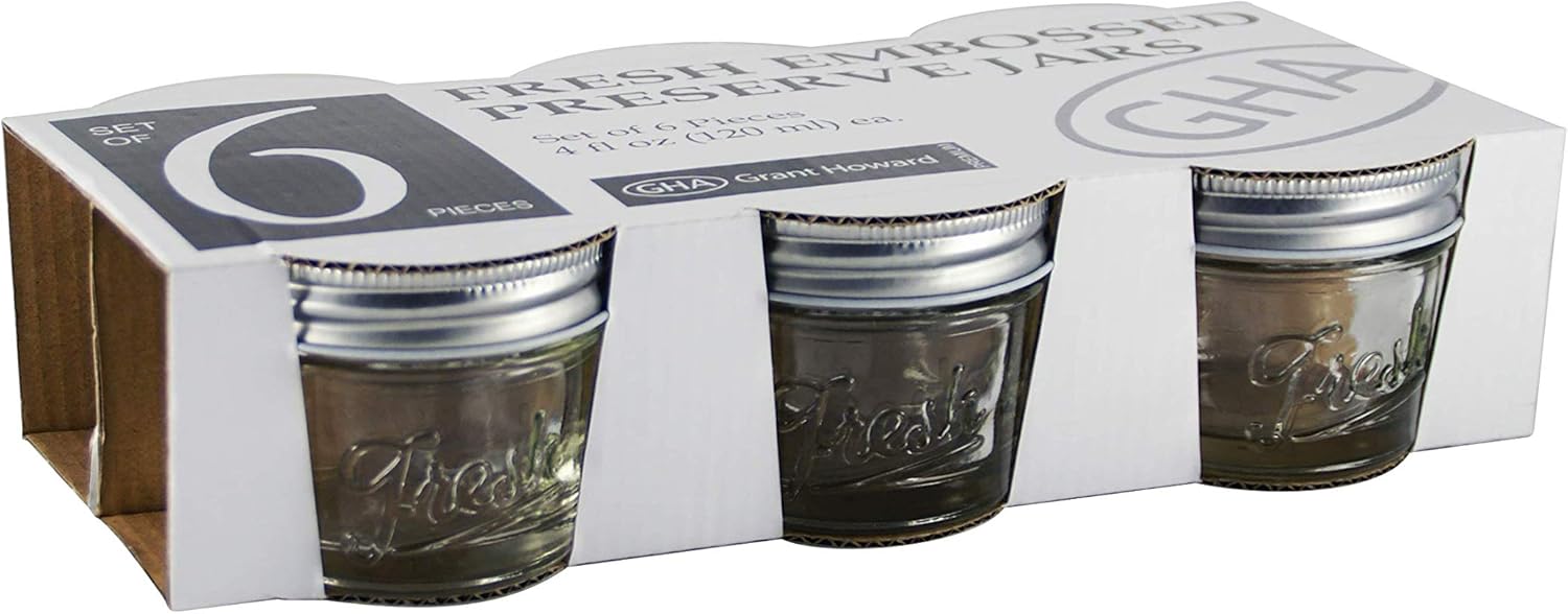 Amazon.com: Grant Howard 52021 Fresh Embossed Preserve Jars, 4 oz., Set ...