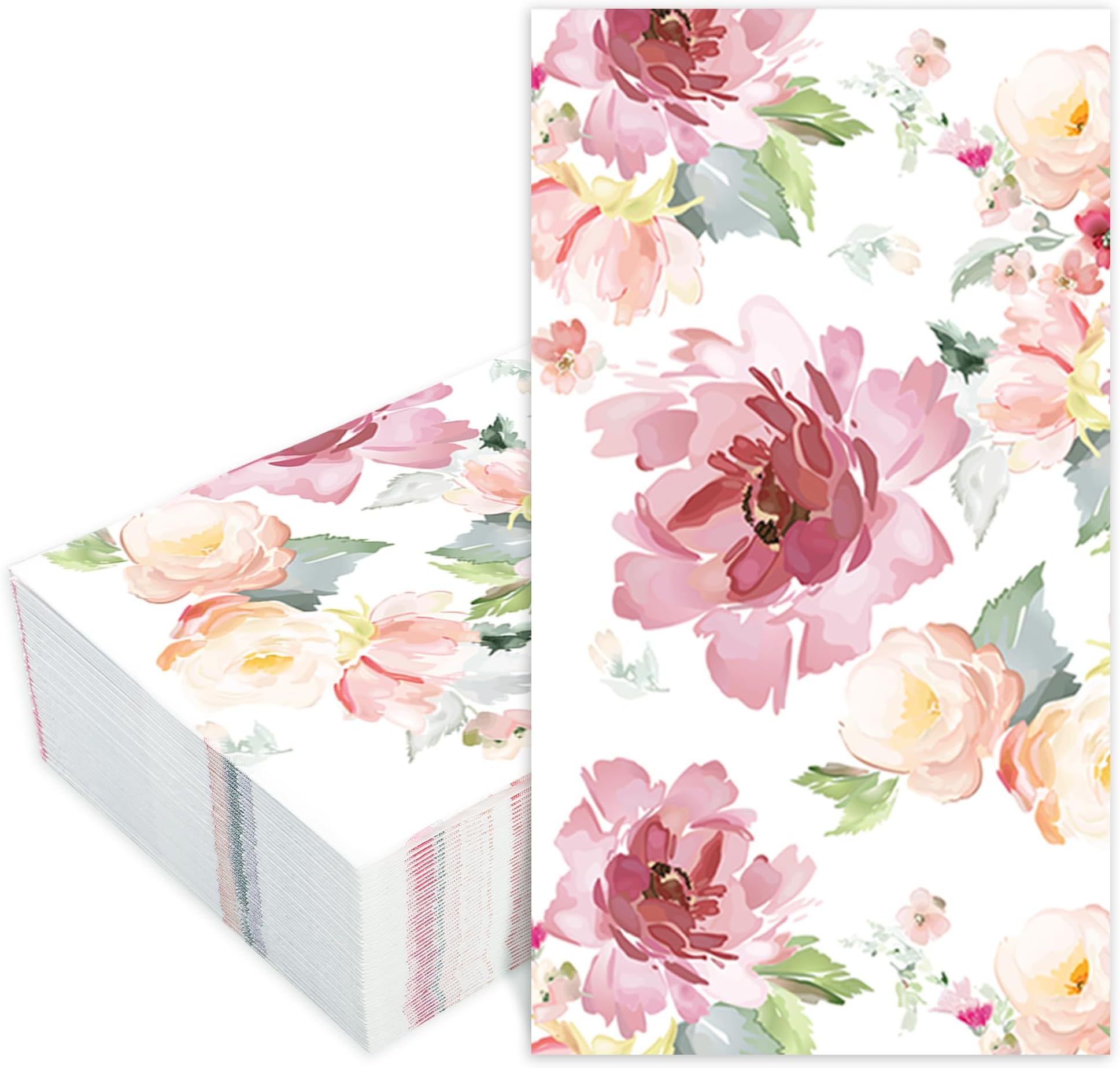 Amazon.com: Generic AnyDesign 80Pcs Vintage Floral Guest Napkins Pink ...