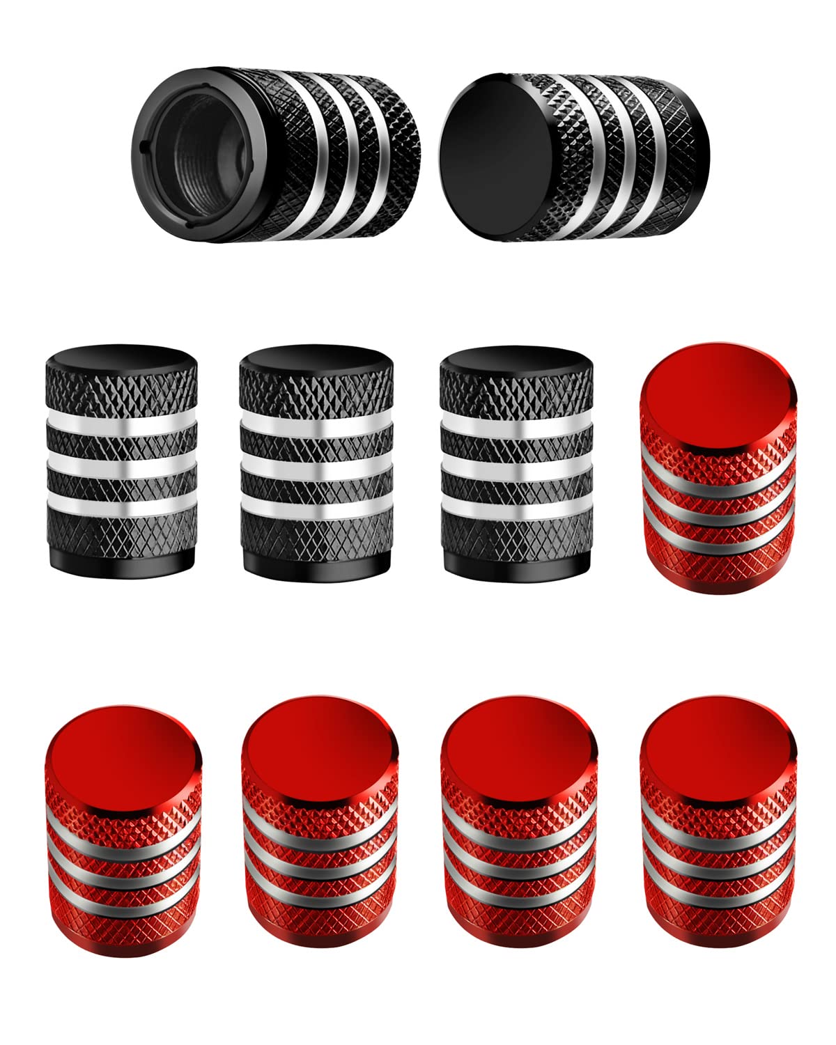 Amazon.com: (5 Pack Black + 5 Pack Red) Universal Tire Valve Stem Caps ...