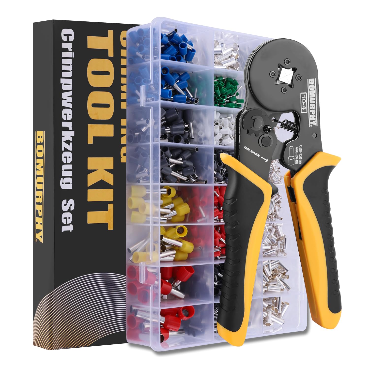 Ferrule Crimping Tool Kit with Wire Connectors, AWG24-8 Sawtooth Self ...