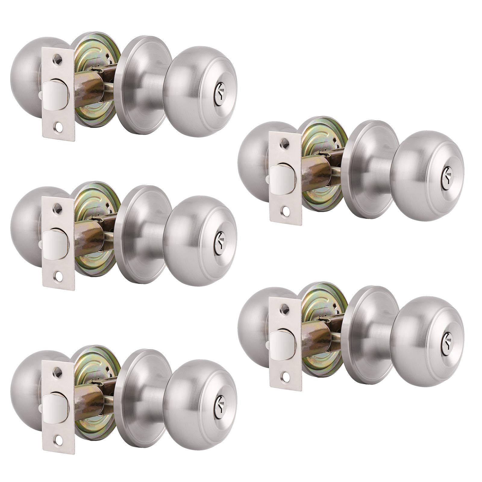 Gobrico 5 Keyed Alike Exterior Door Lock Set Handle Entrance Lock with ...