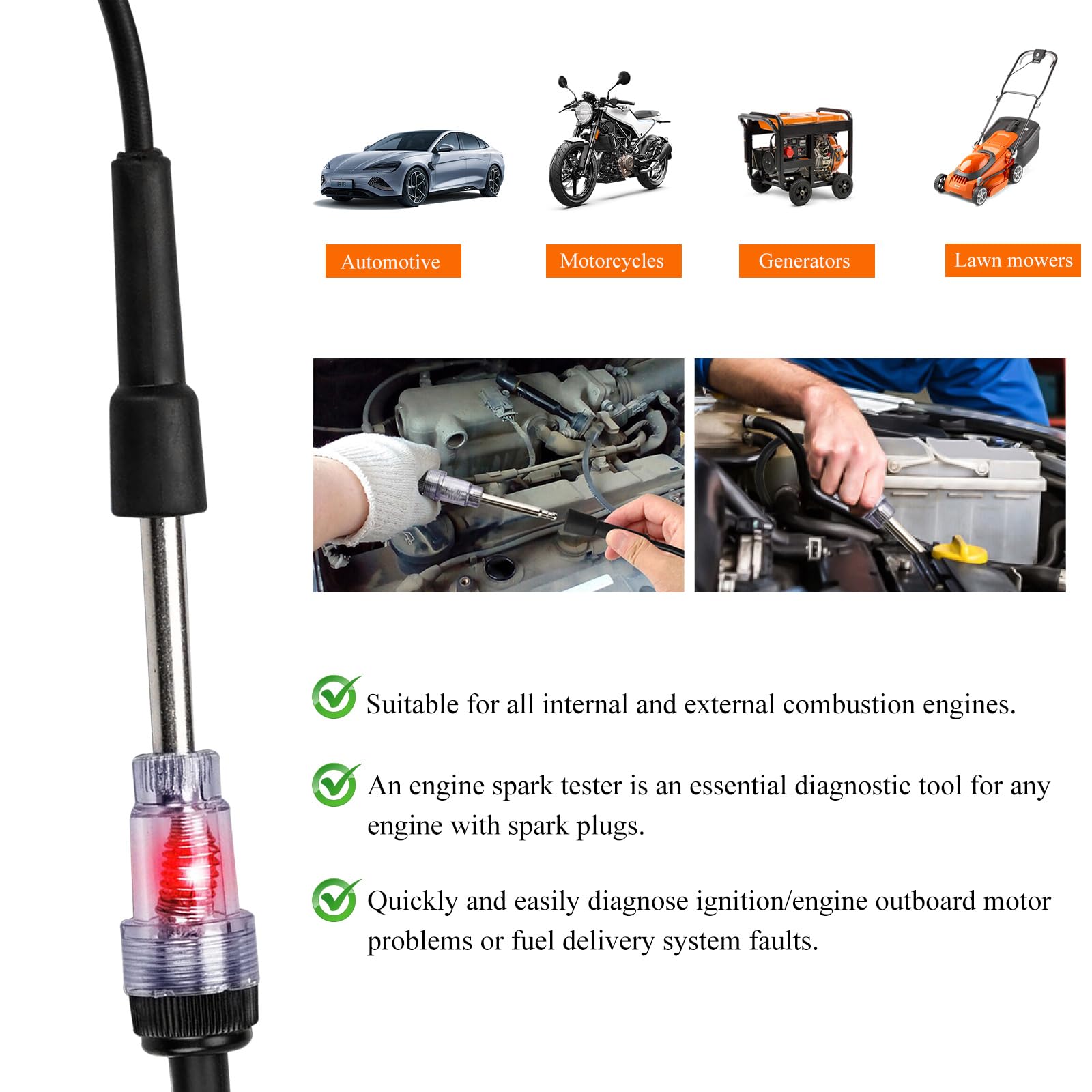 Snapklik.com : Inline Spark Plug Tester, Plug In Straight Boot Motor ...