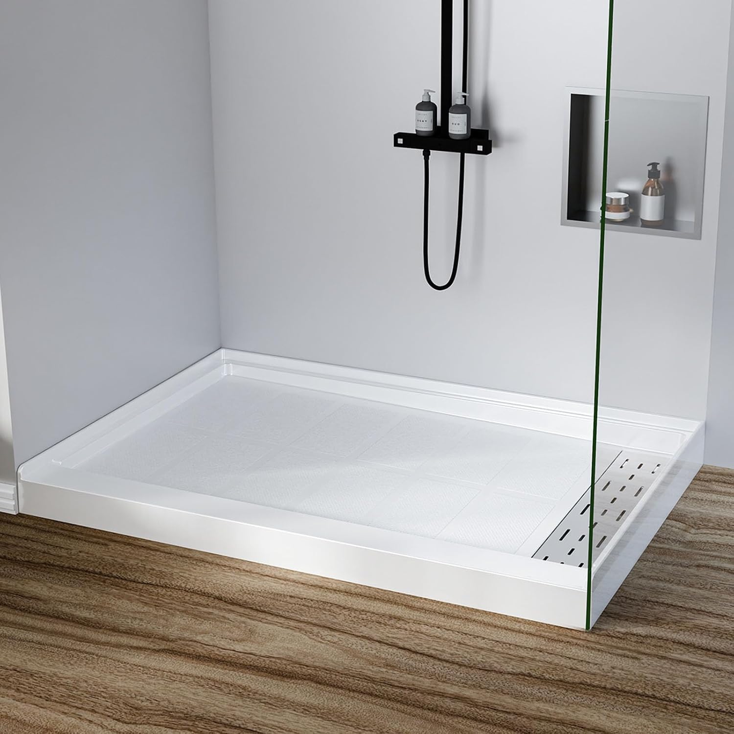 48 X 32 Inch Shower Base with Non-Slip Surface, Single Threshold ...