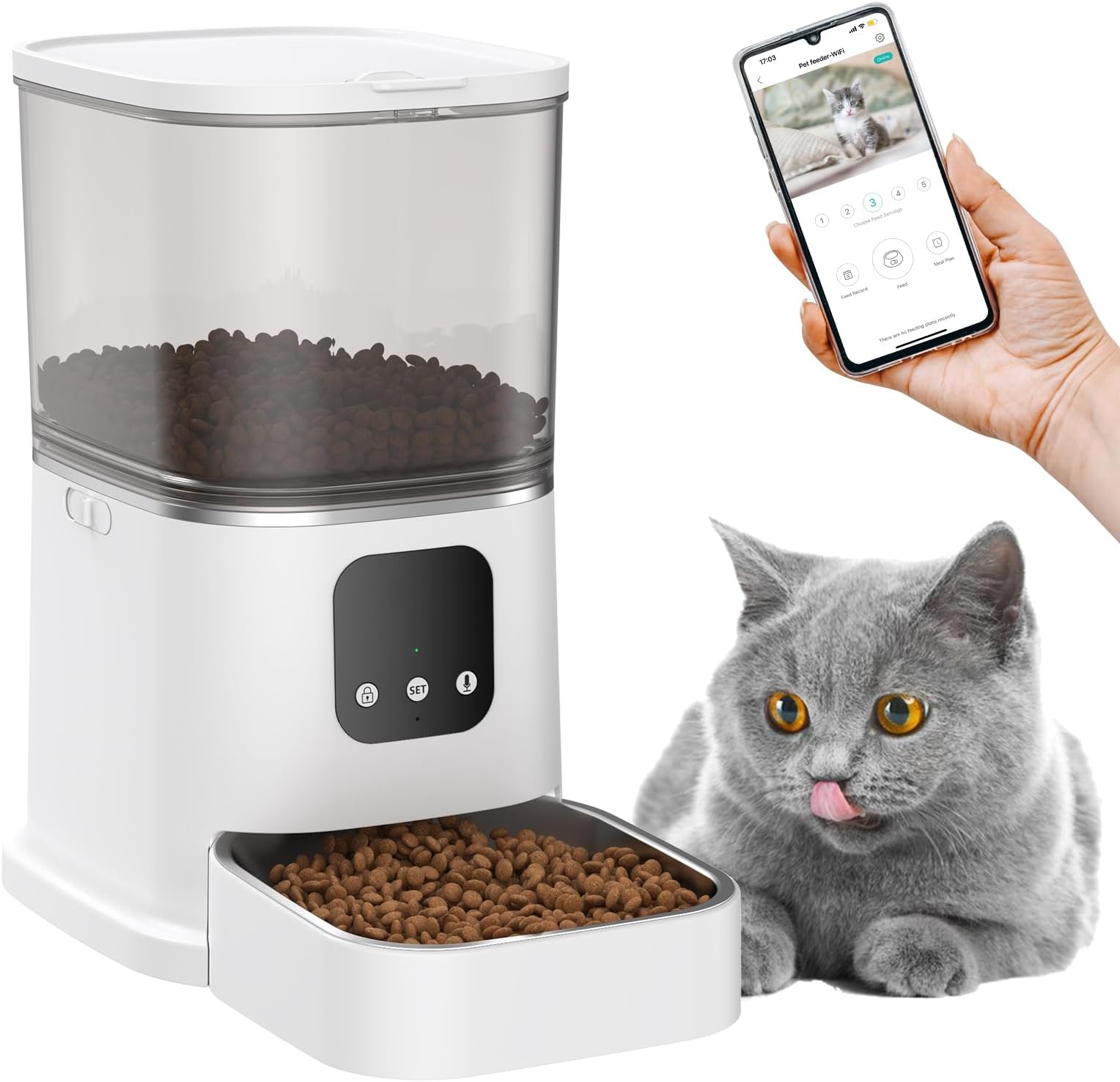 Amazon.com : Automatic Cat Feeders with APP Control - 2.4G WiFi Food ...