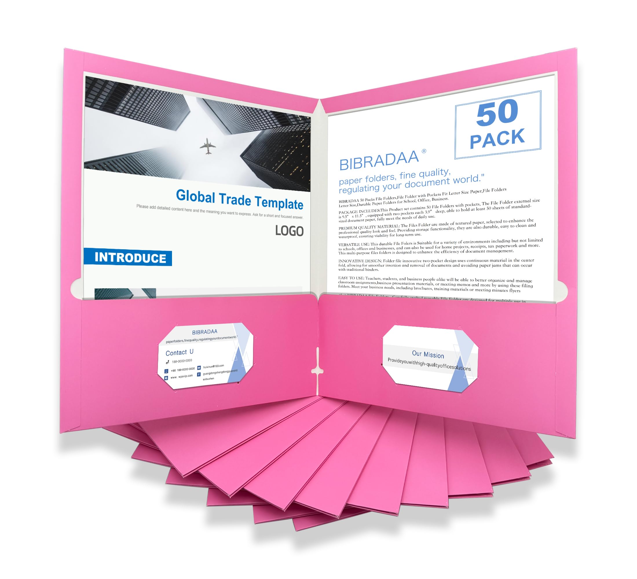 Amazon.com : BIBRADAA® 50 Packs File Folders,File Folder with Pockets ...