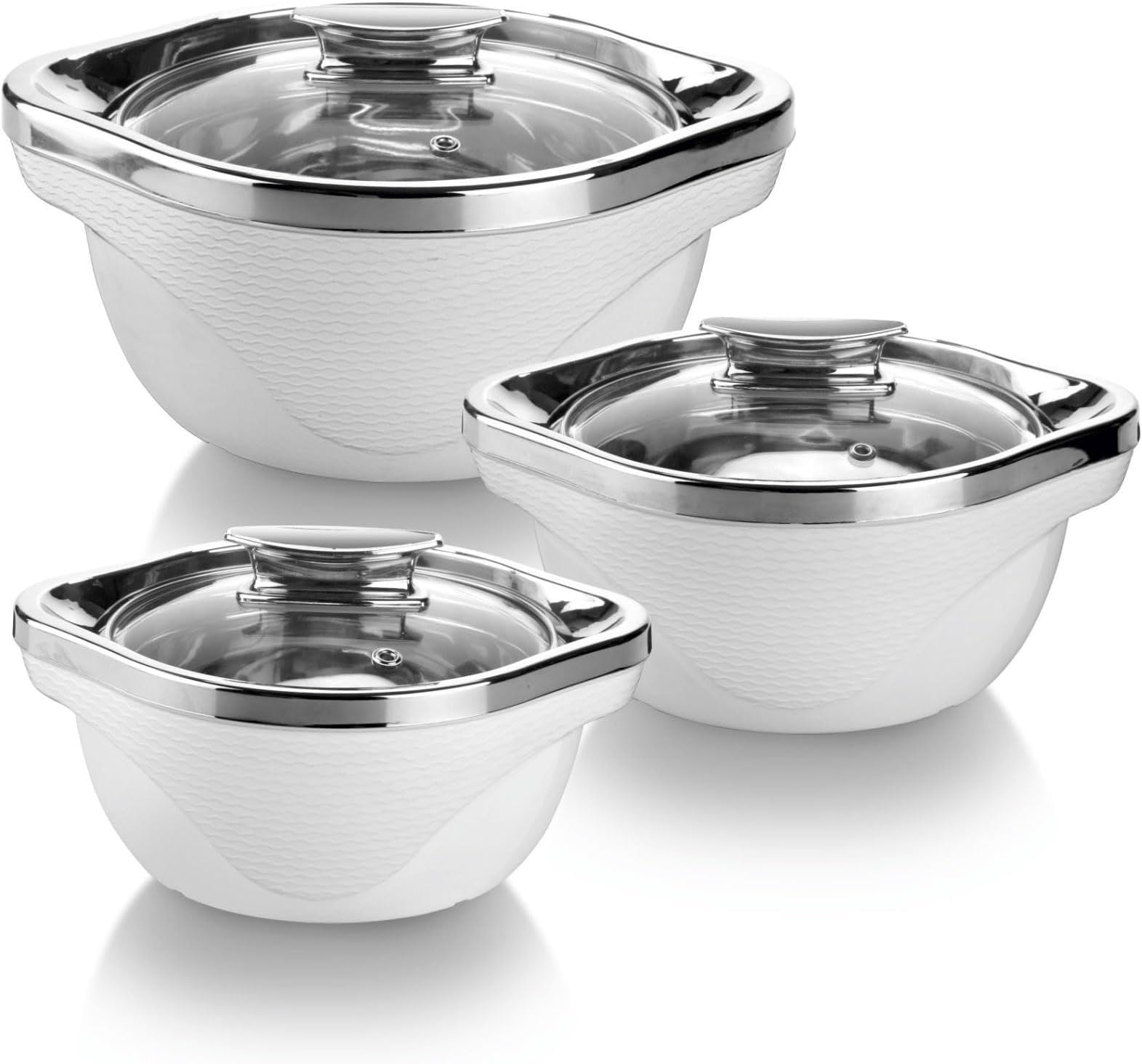 BEM Thermoschüssel 3er Set mit Deckel für Essen, Edelstahl-Einsatz ...
