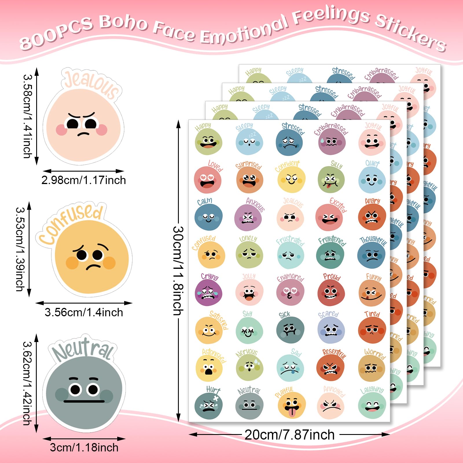 Snapklik.com : Eersida 800 Pieces Face Emotion Feelings Stickers For ...