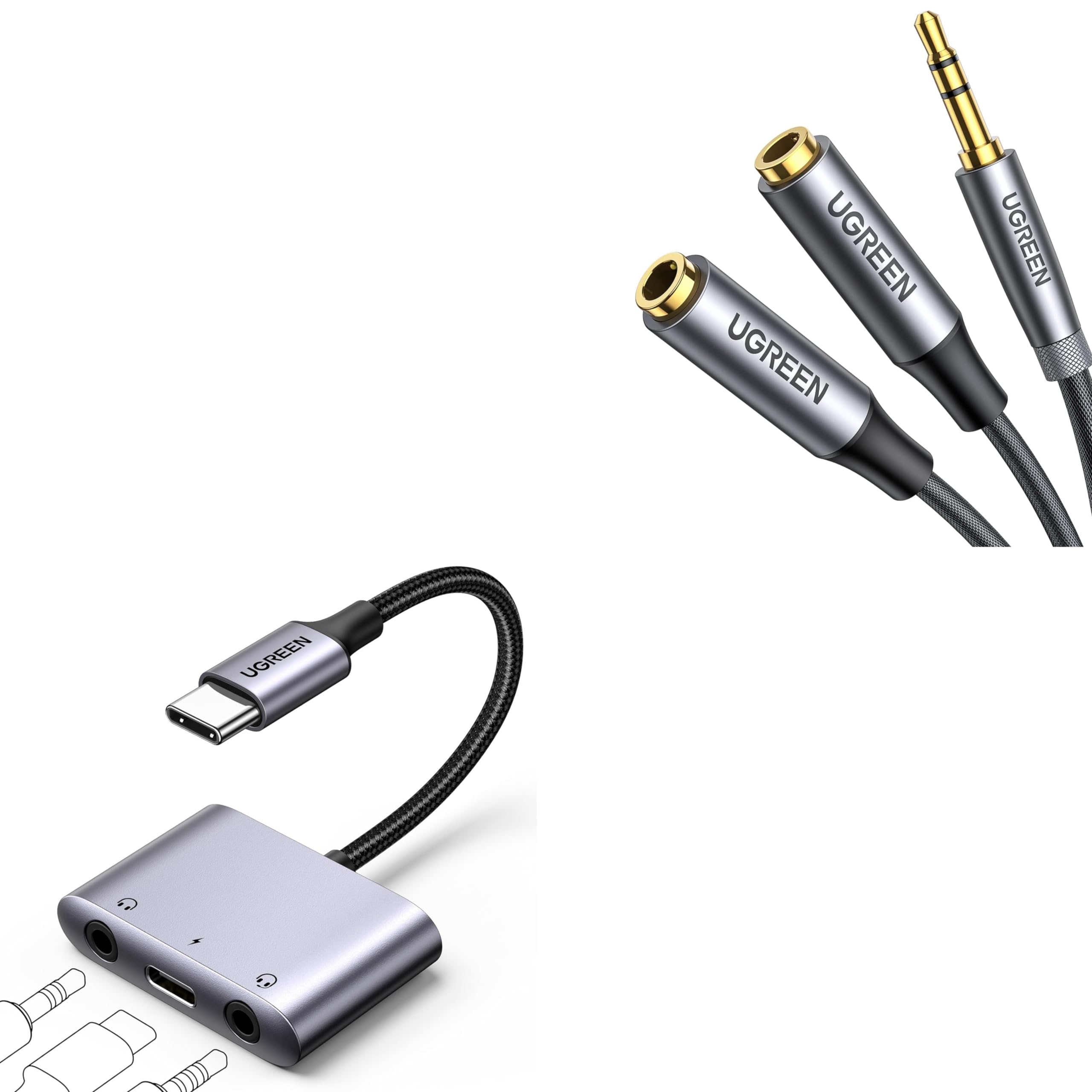 Amazon.com: UGREEN Headphone Splitter 3.5mm Aux Splitter 2 Female to 1 ...