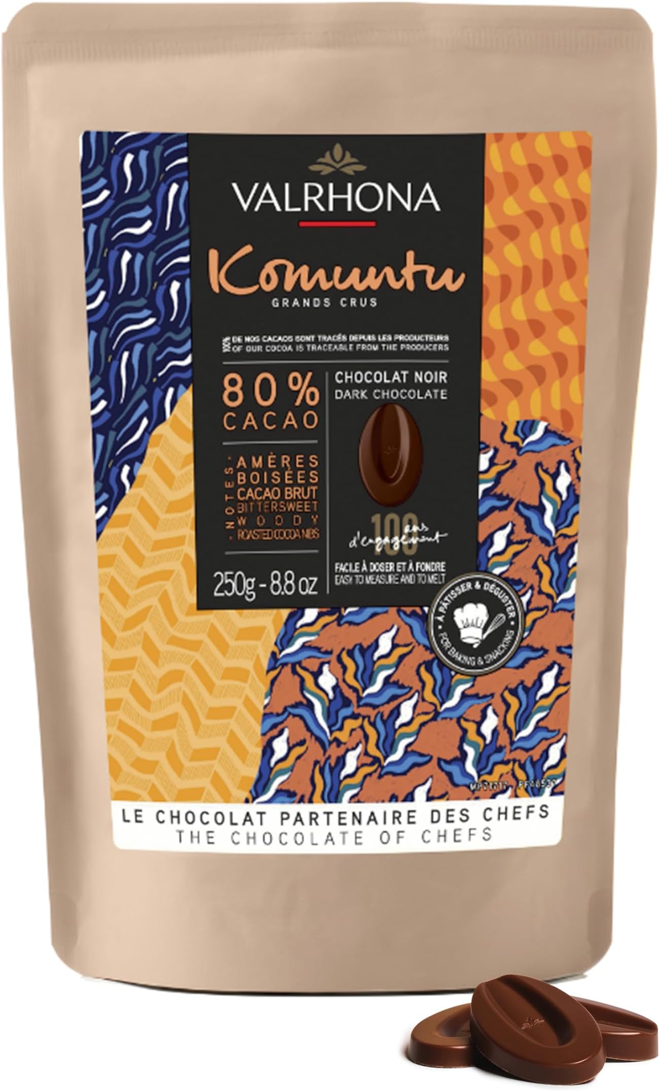 Amazon.com: Valrhona Finest Dark Chocolate Discs for Baking (Feves ...