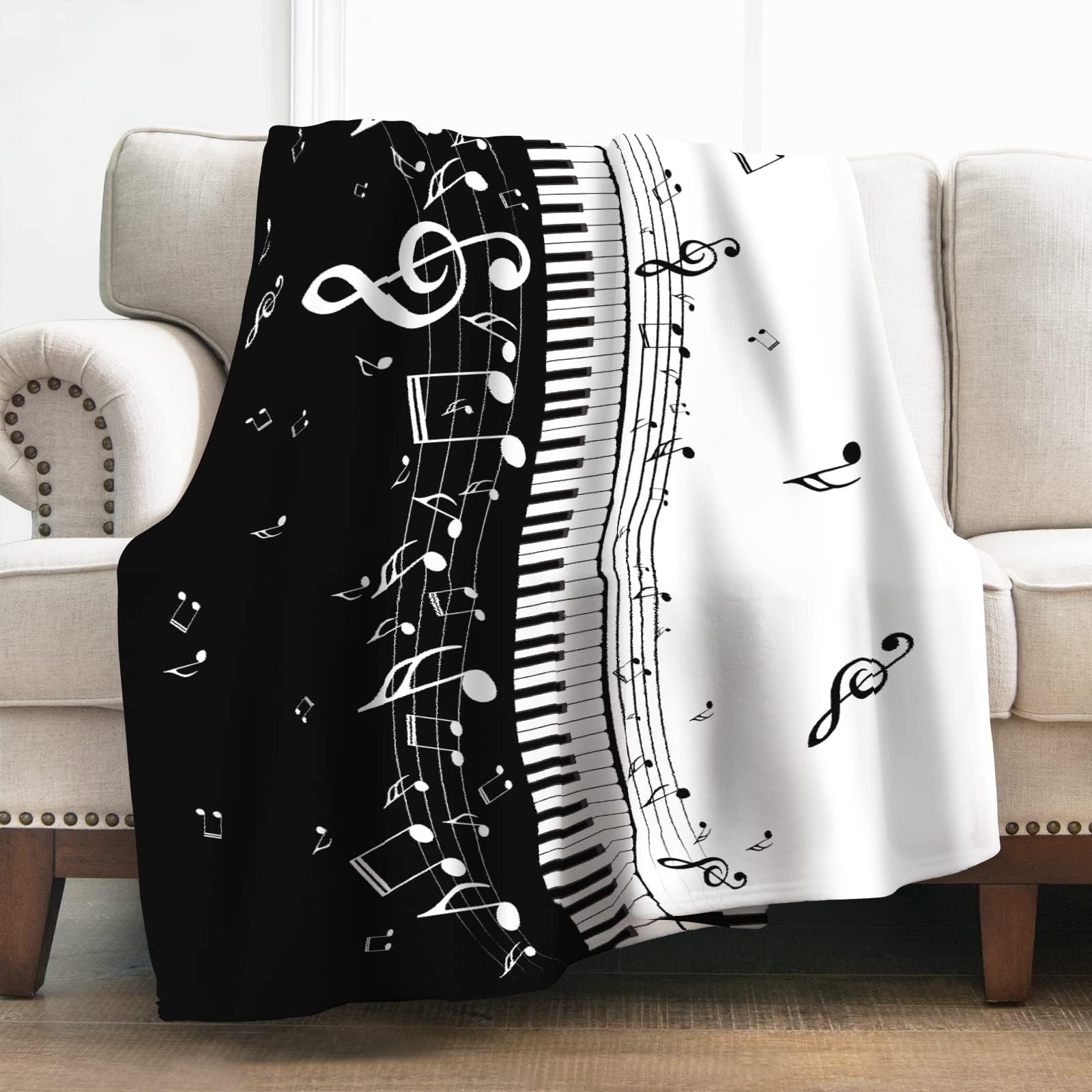 Amazon.com: Simply Home Music Notes Piano & Instruments Afghan Throw ...