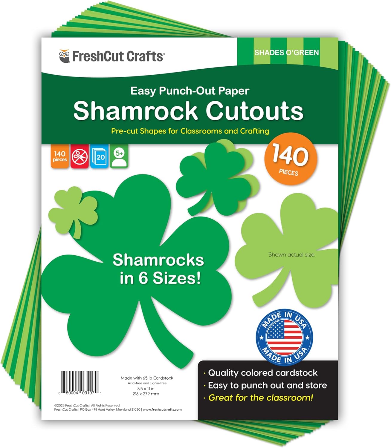 Amazon.com: FreshCut Crafts 140 Piece Shamrock Cutouts Set: Pre-Cut ...