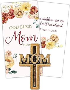 Amazon.com: Needzo Gold Tone God Bless Mom Cross-Shaped Lapel Pin with ...