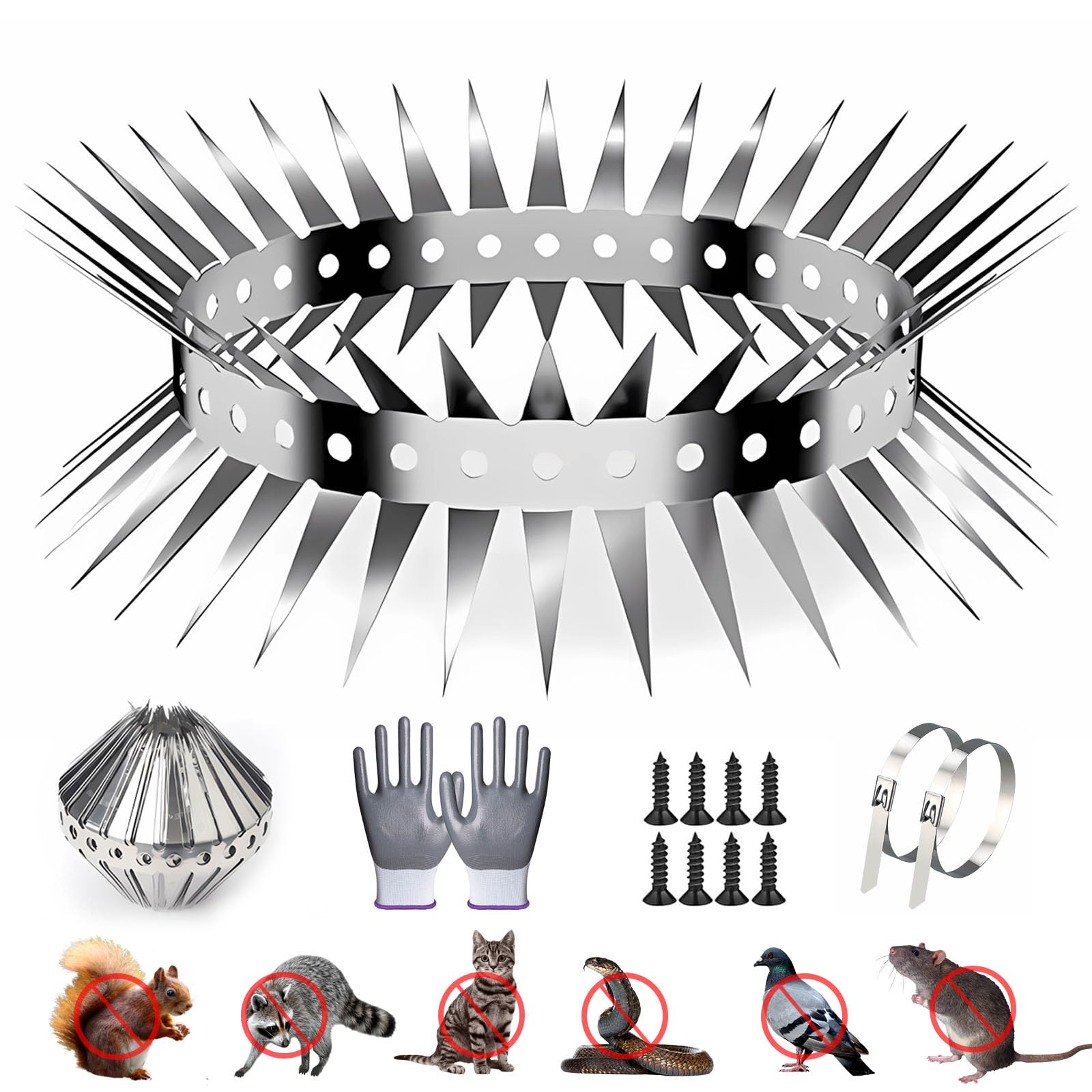 Amazon.com : Plowatxi 40 Inches Squirrel Spikes 304 Stainless Steel ...