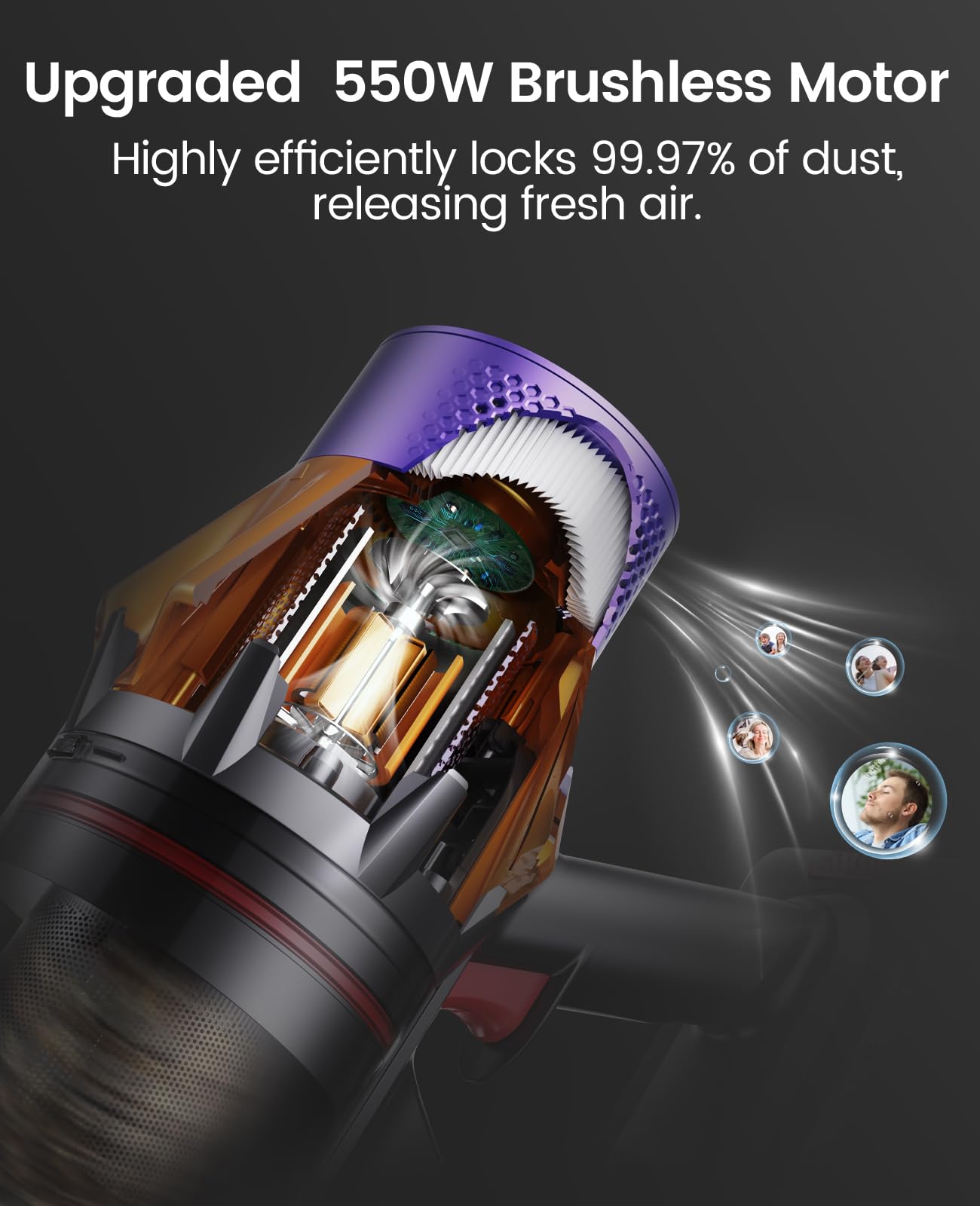 Snapklik.com : HONITURE X7 Cordless Vacuum Cleaner, 550W/45Kpa Stick ...
