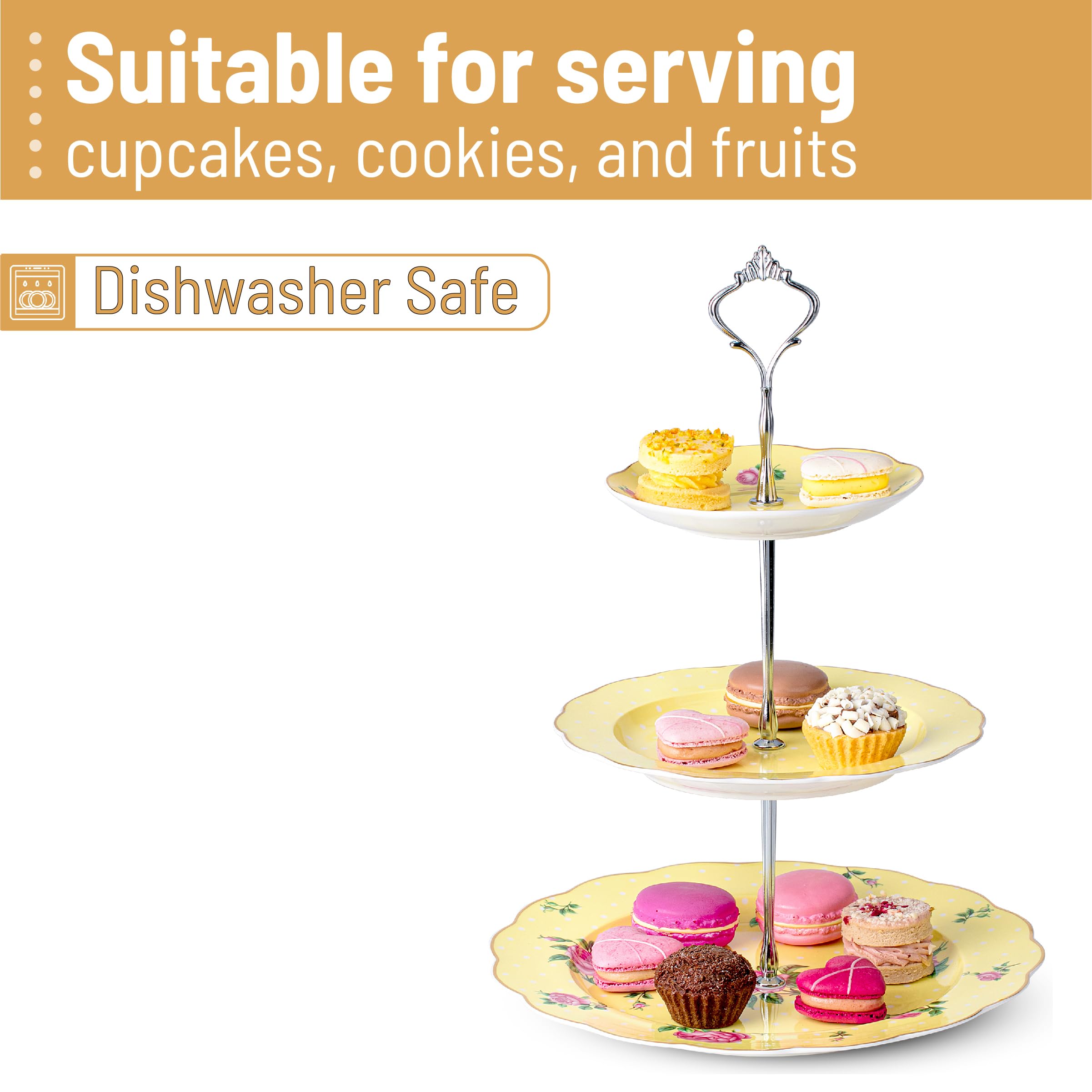 Snapklik.com : BTaT- 3 Tier Dessert Stand, Yellow, Afternoon Tea Stand ...