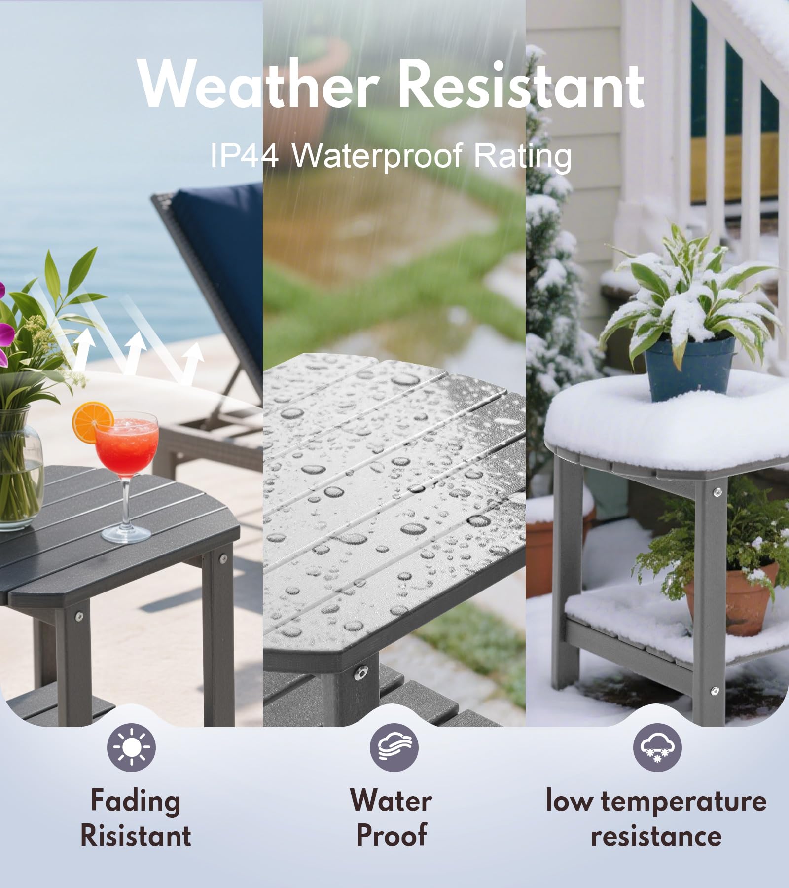 Snapklik.com : PASAMIC 2-Tier Adirondack Oval Outdoor Side Table, HDPE ...